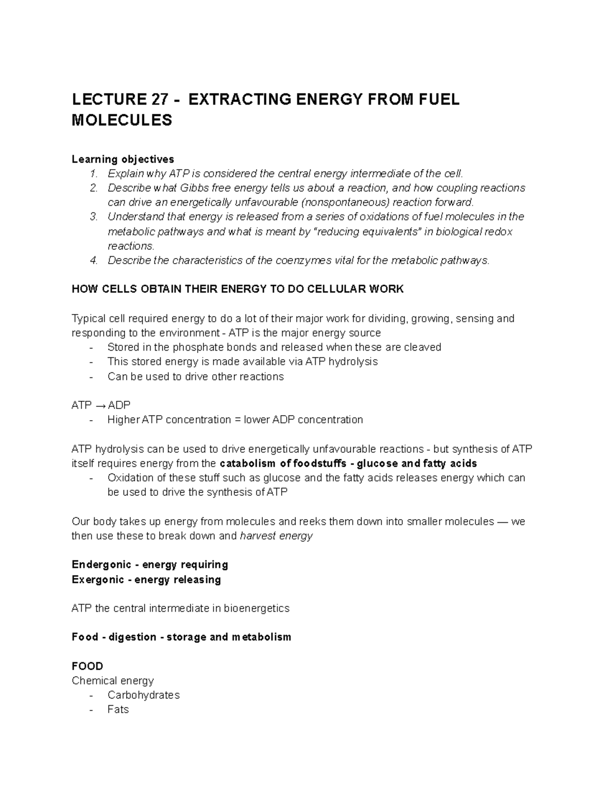 27-33 - lectures 27-33 :) - LECTURE 27 - EXTRACTING ENERGY FROM FUEL ...