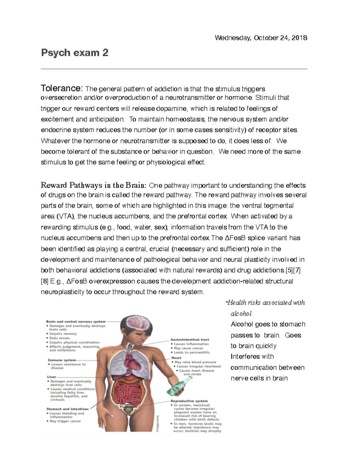 Psych of adjustment exam 2 - Psych exam 2 Tolerance: The general ...