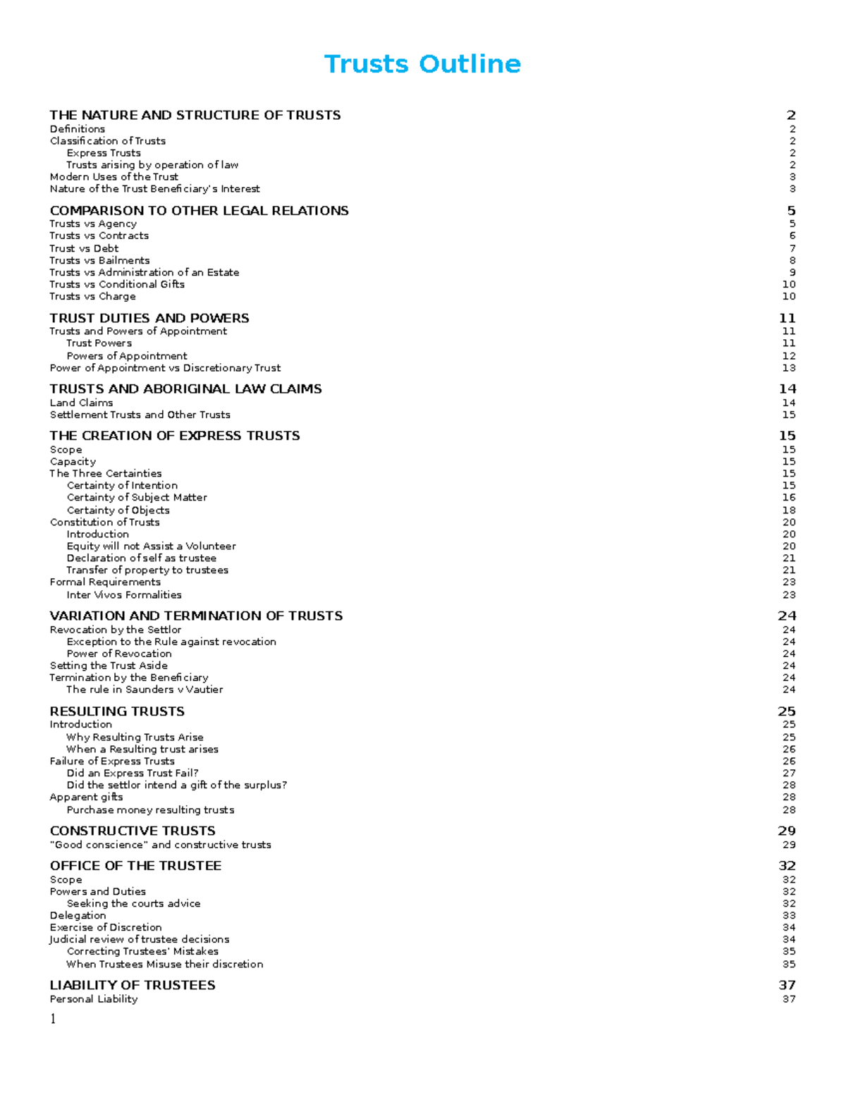 Summary, 2020-2021, 2L, Trusts, Katz - Thryn I - Trusts Outline THE ...