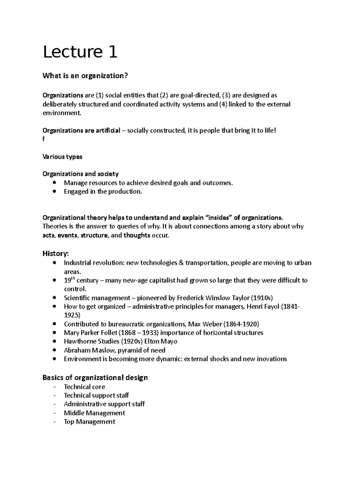 E0009N - Industrial Organization - Lecture 1 What is an organization ...