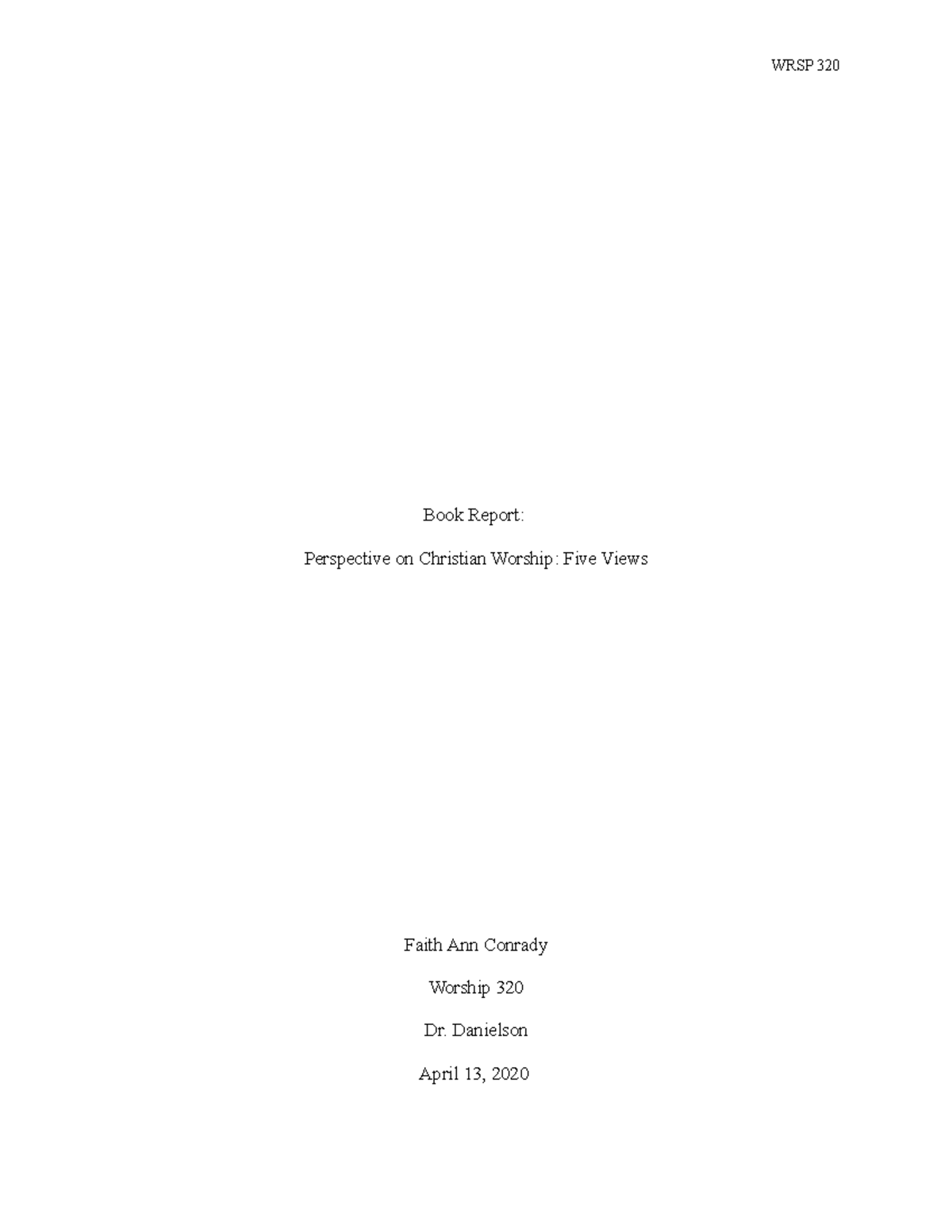 Book Report for the Class that this is for - Book Report: Perspective ...
