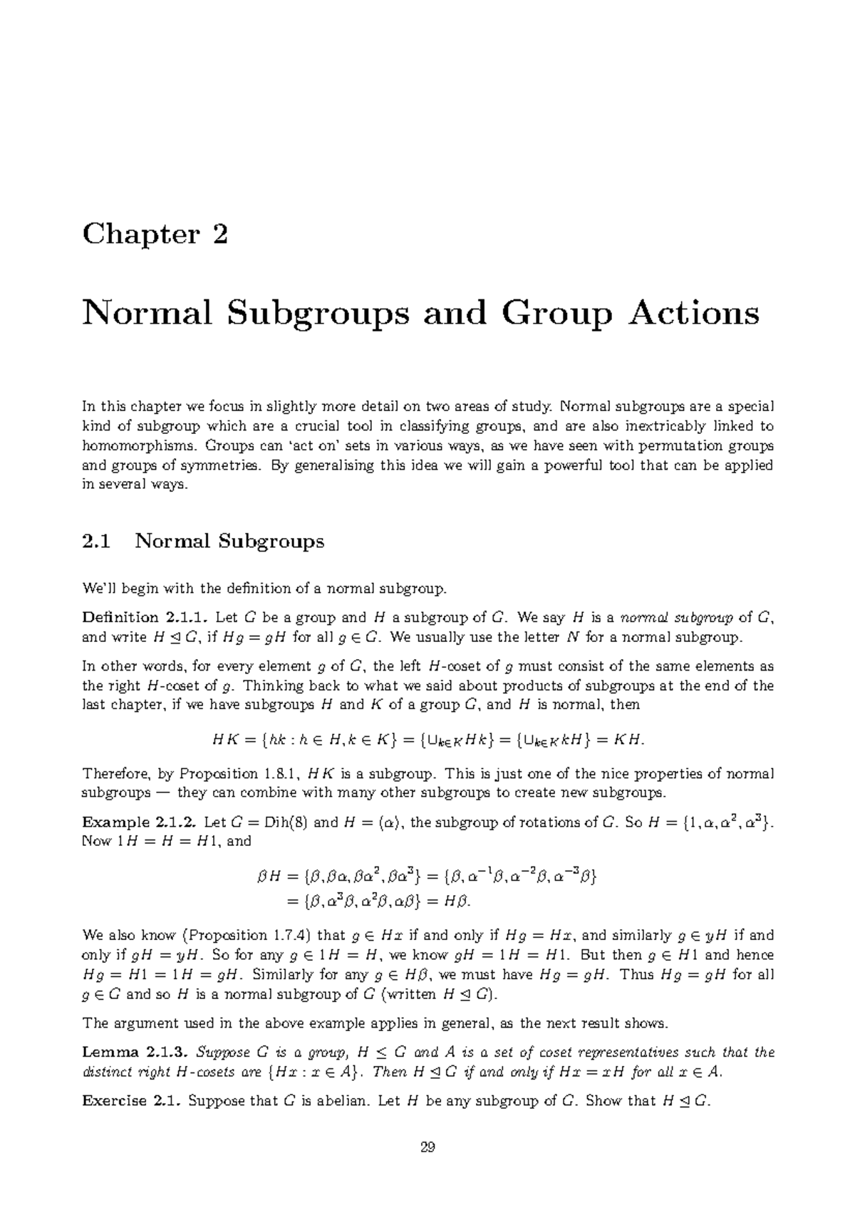 Algebra 2noteschap 2 - Chapter 2 Normal Subgroups and Group Actions In ...