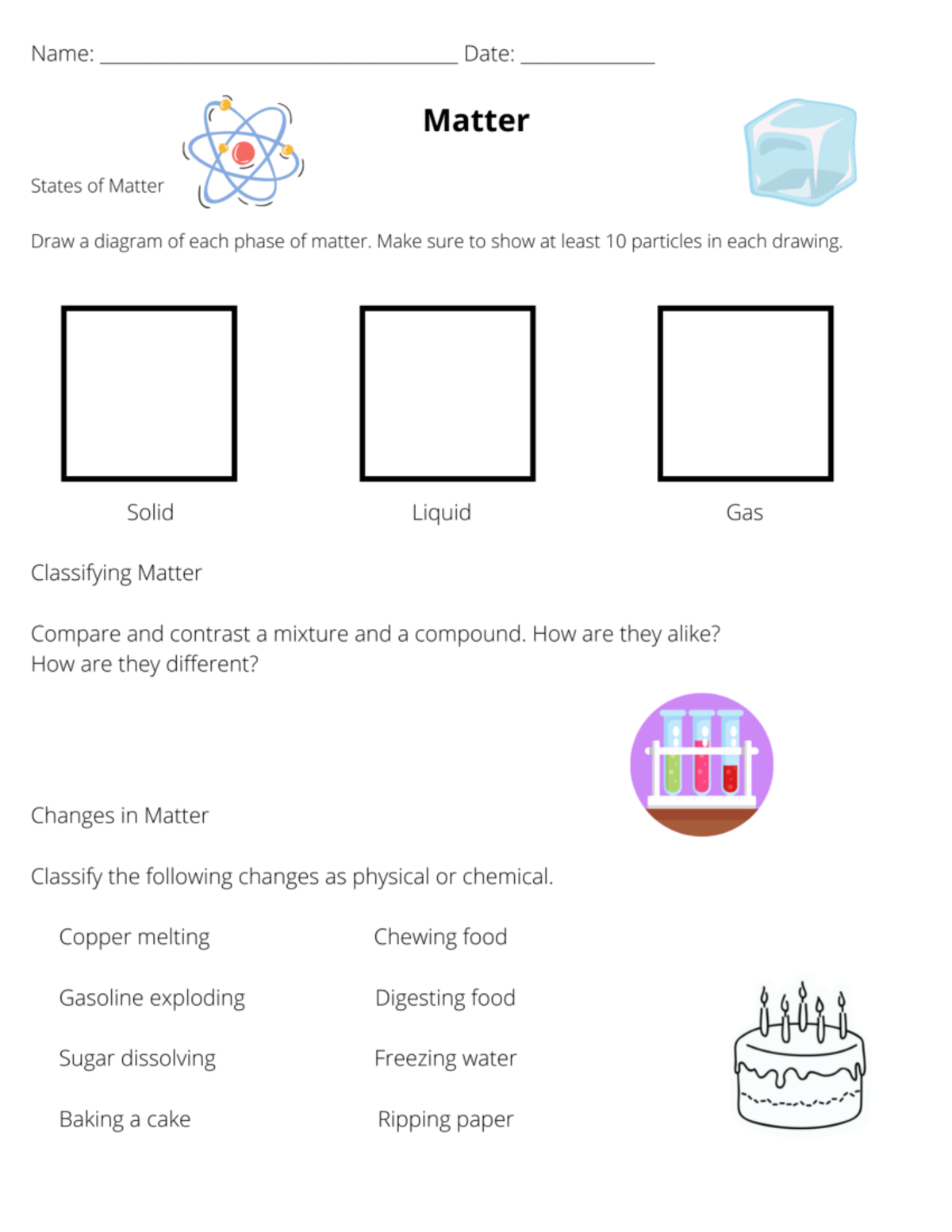 Science Unit 1- Matter Activity - Studocu