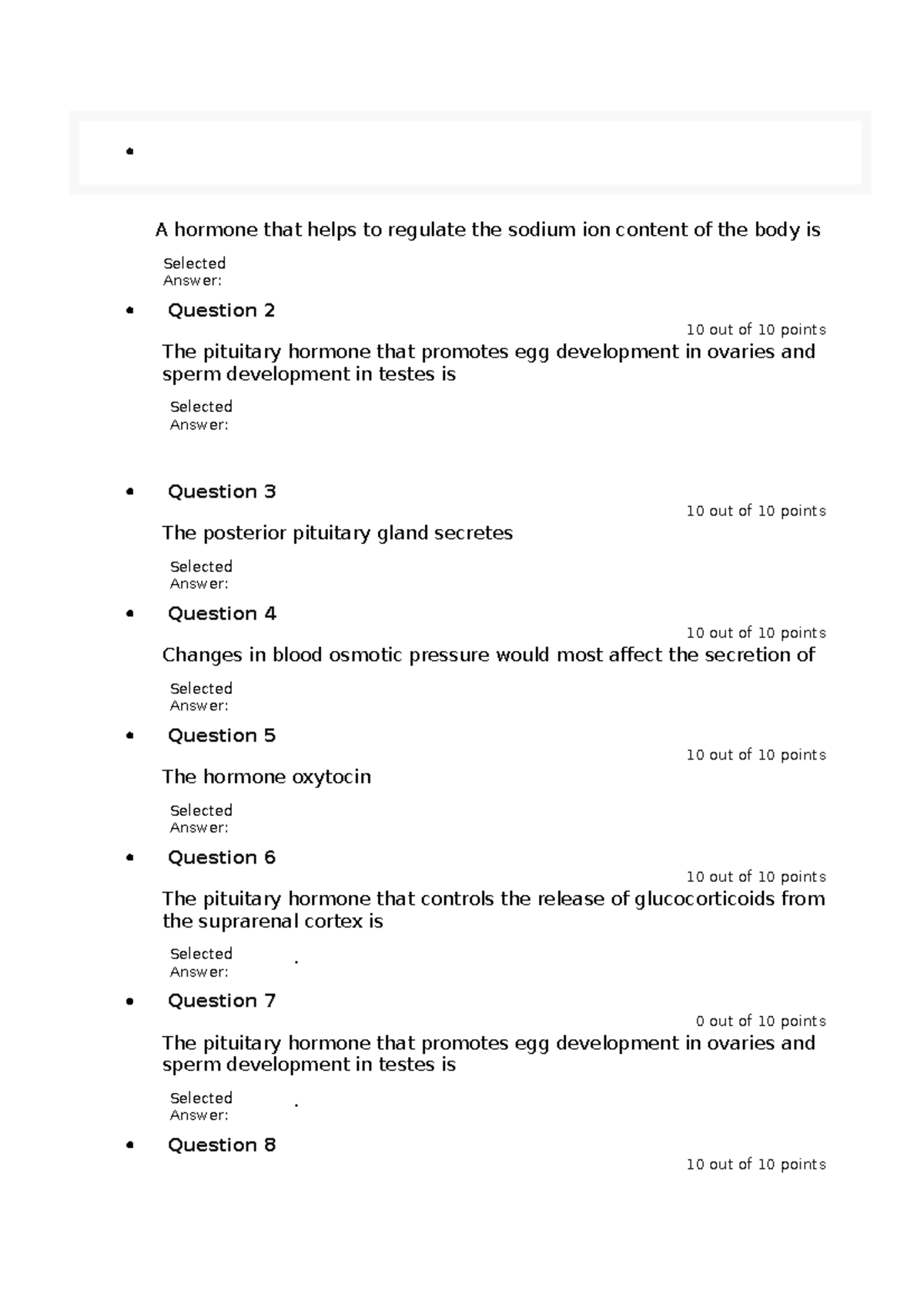 Human Endocrinology MCQ questions only - A hormone that helps to ...