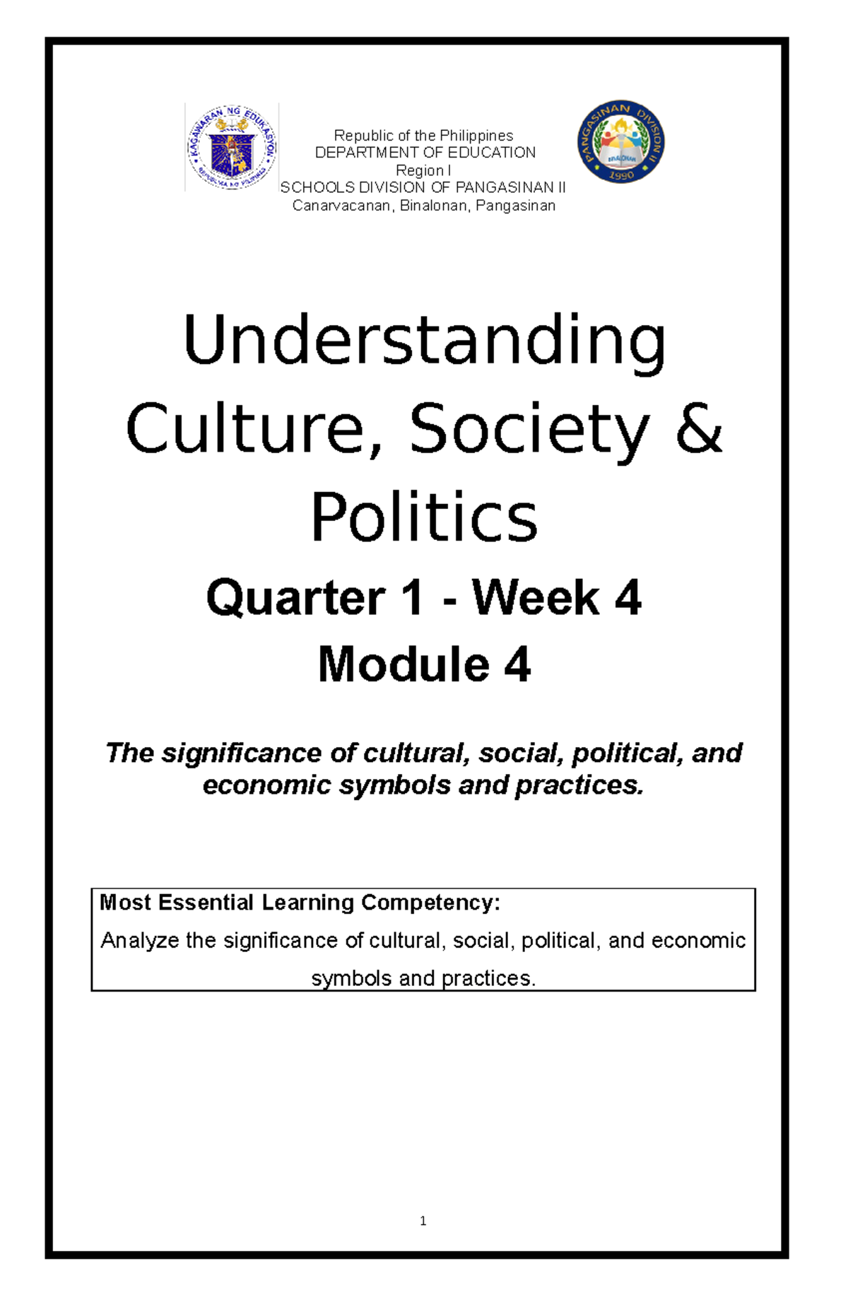 UCSP- Module-4 - cayabs - Republic of the Philippines DEPARTMENT OF ...