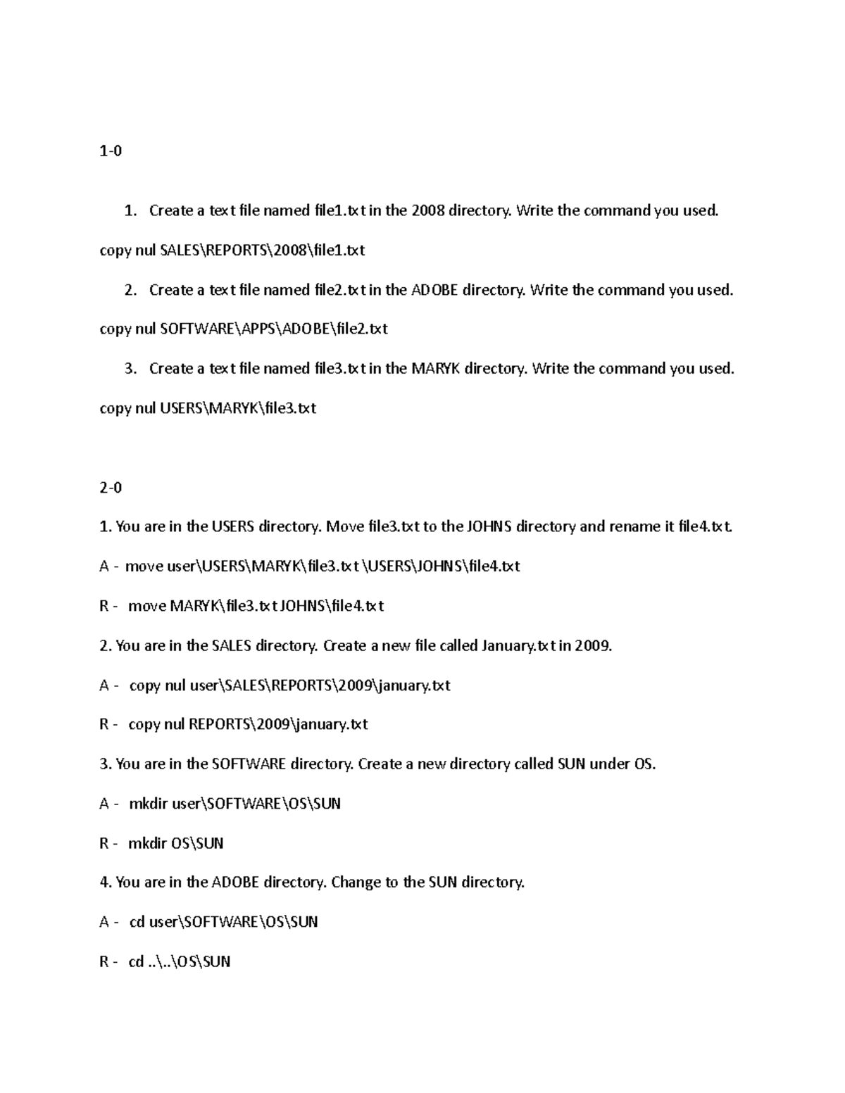 Mst100-Lab4 - lab4-mst100- katrine - 1- Create a text file named file1 in the 2008 directory ...