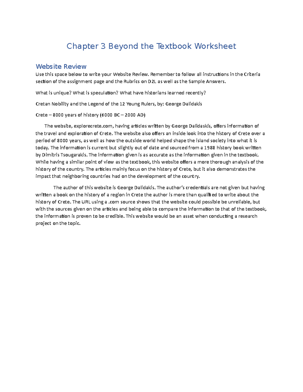 Chapter 3 Beyond the Textbook worksheet - Chapter 3 Beyond the Textbook ...