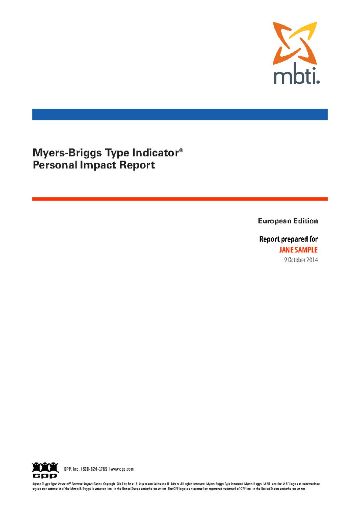 MBTI2 - Summary Psychology - Myers-Briggs Type Indicator ® Personal ...