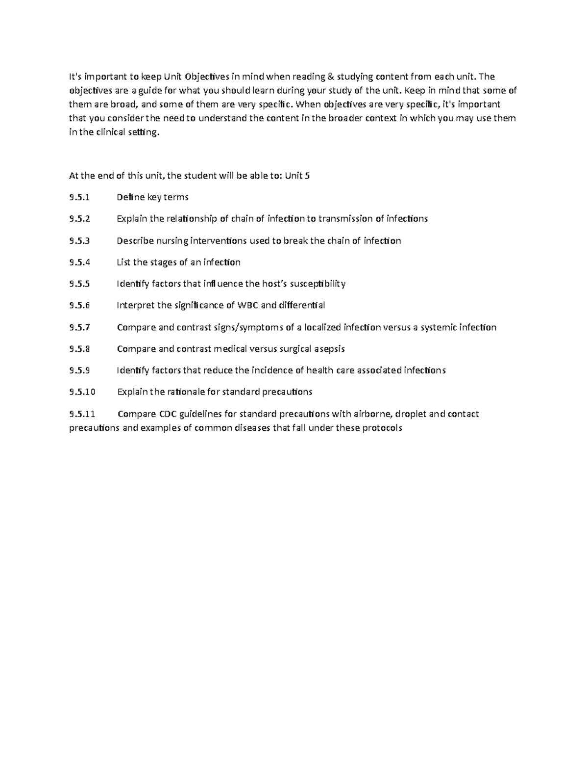 Unit 5 Objectives - The objectives are a guide for what you should ...