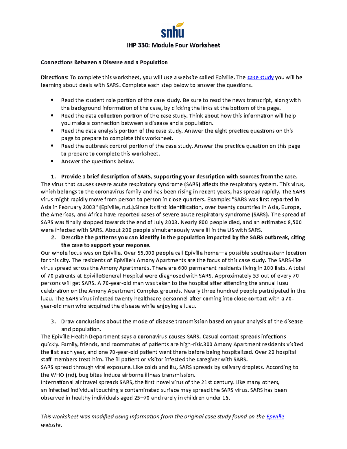 IHP 330 Module Four Worksheet week 4 - IHP 330: Module Four Worksheet ...