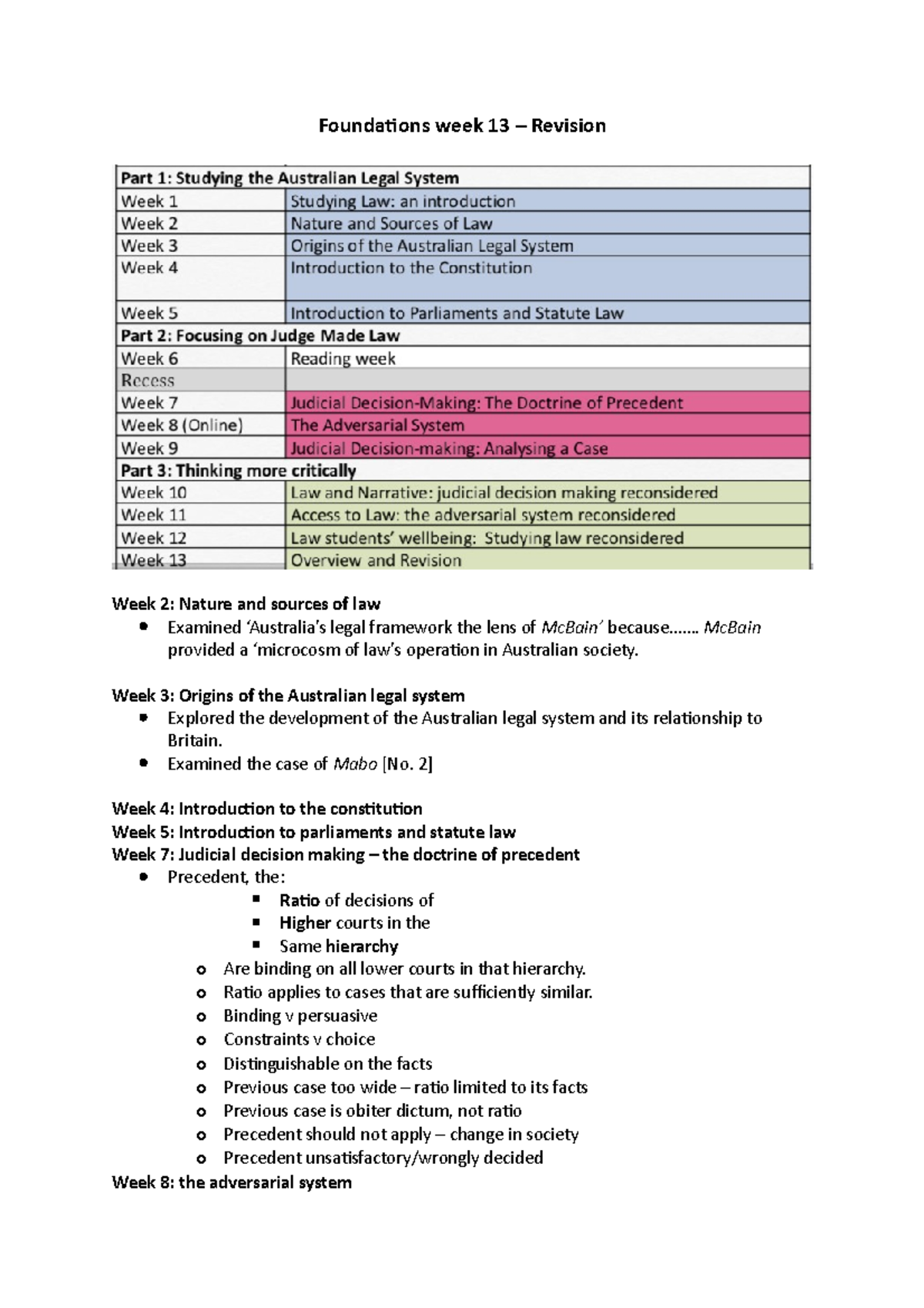 Foundations week 13 - Lecture notes from week 13 - Foundations week 13 ...