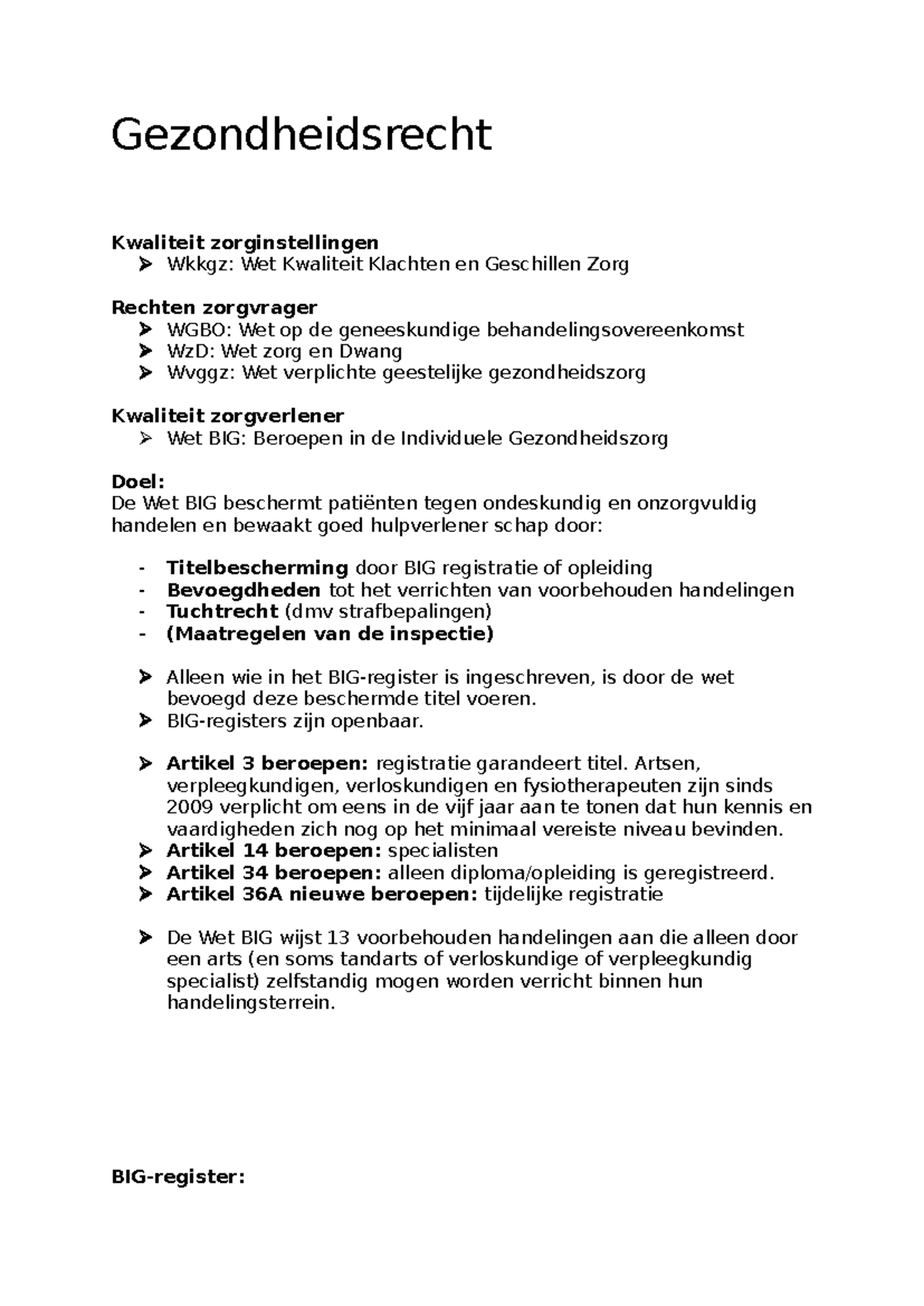 Gezondheidsrechts - Gezondheidsrecht Kwaliteit zorginstellingen Wkkgz ...