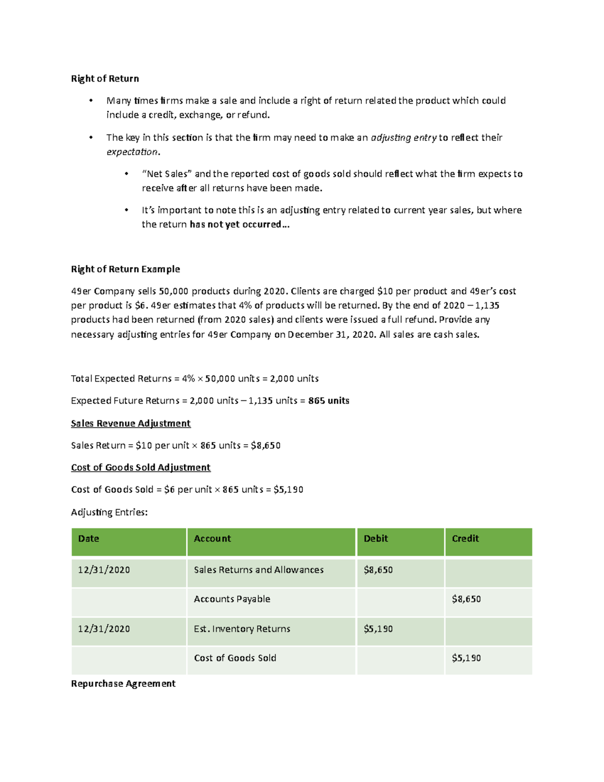 Chapter-18 Lecture Notes-1 - Right of Return - Many times firms make a ...