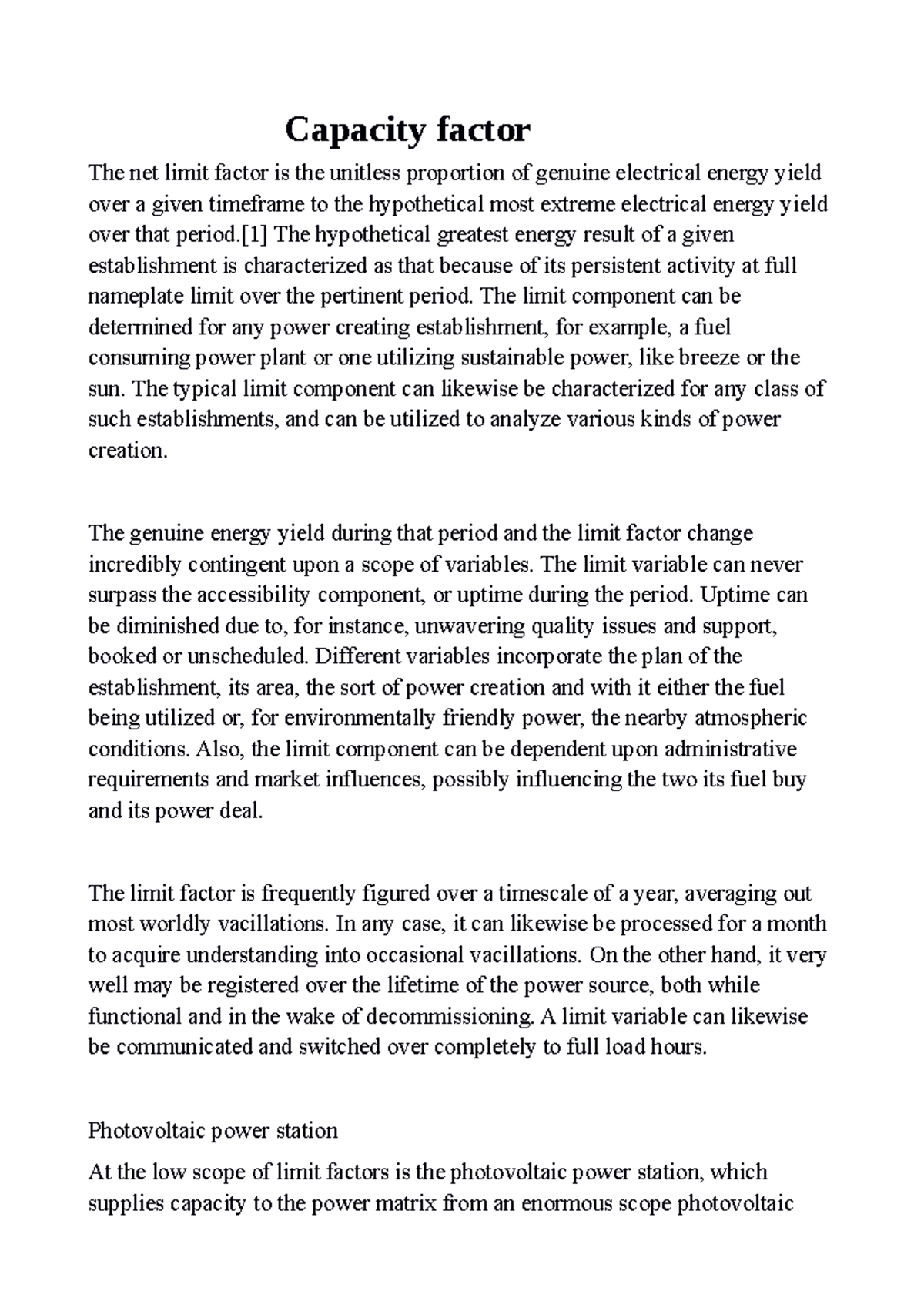 Capacity factor - ifana - Capacity factor The net limit factor is the ...