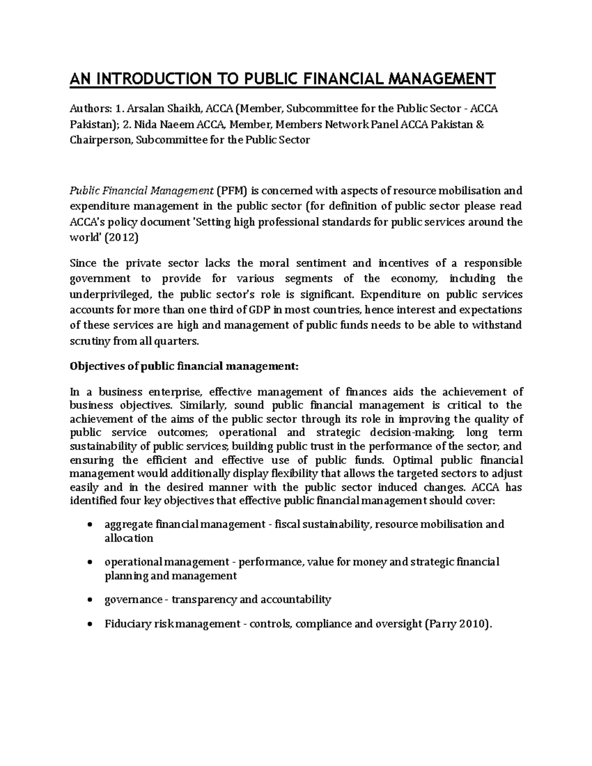 Public Finance - AN INTRODUCTION TO PUBLIC FINANCIAL MANAGEMENT Authors ...