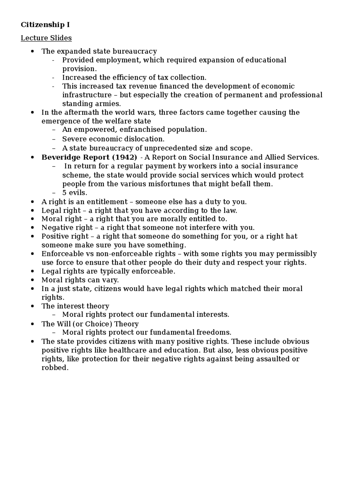 Citizenship - Lecture notes 1 - Citizenship I Lecture Slides The ...