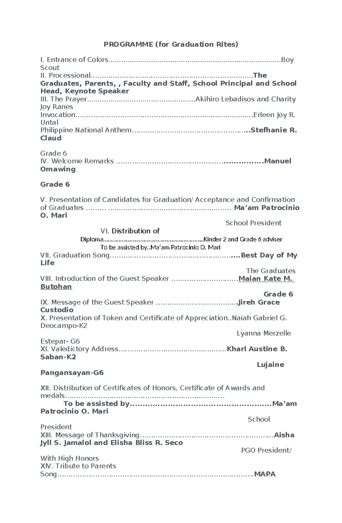 Programme-2024 (Autosaved) - PROGRAMME (for Graduation Rites) I ...
