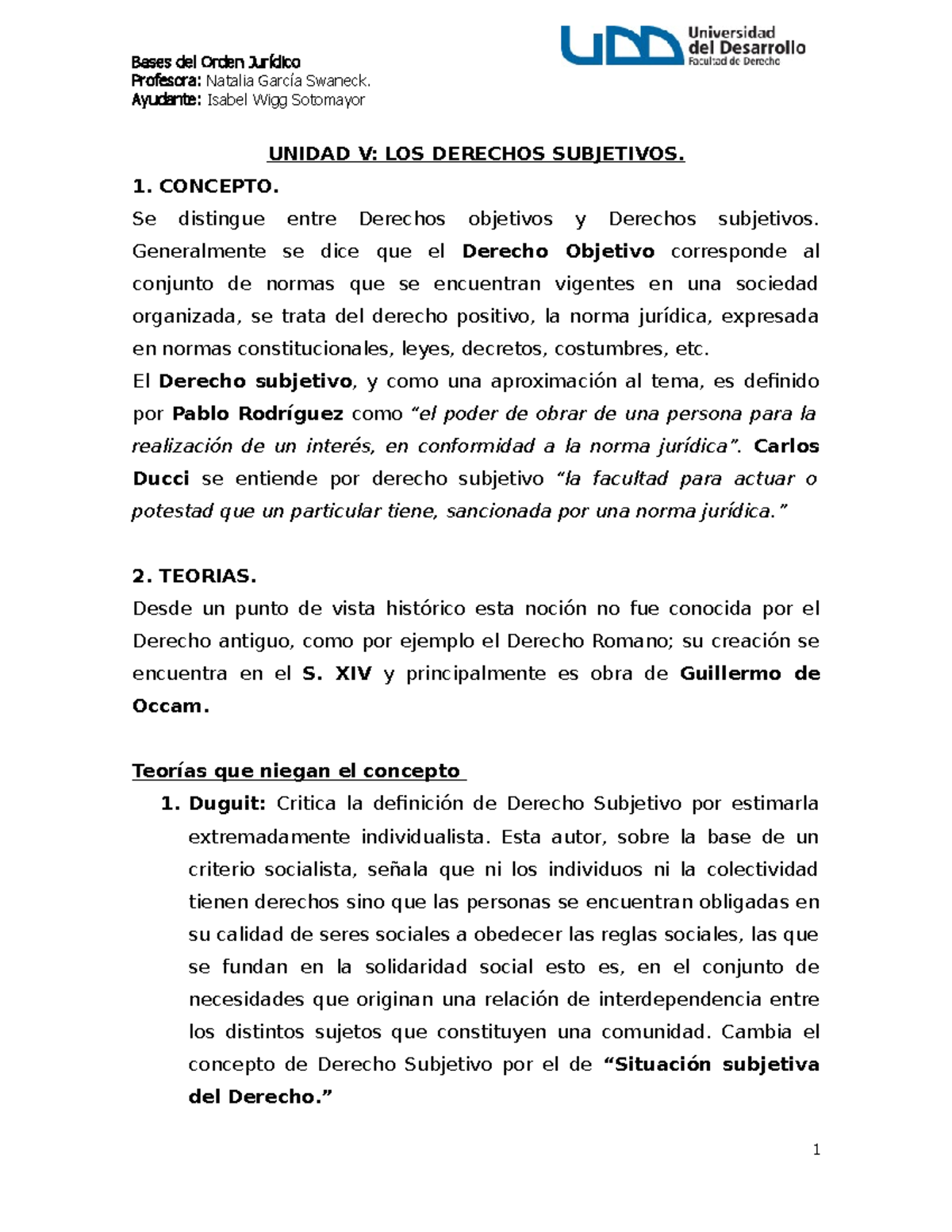 Prof. Natalia Garcia- Derechos Subjetivos - Profesora: Natalia García ...