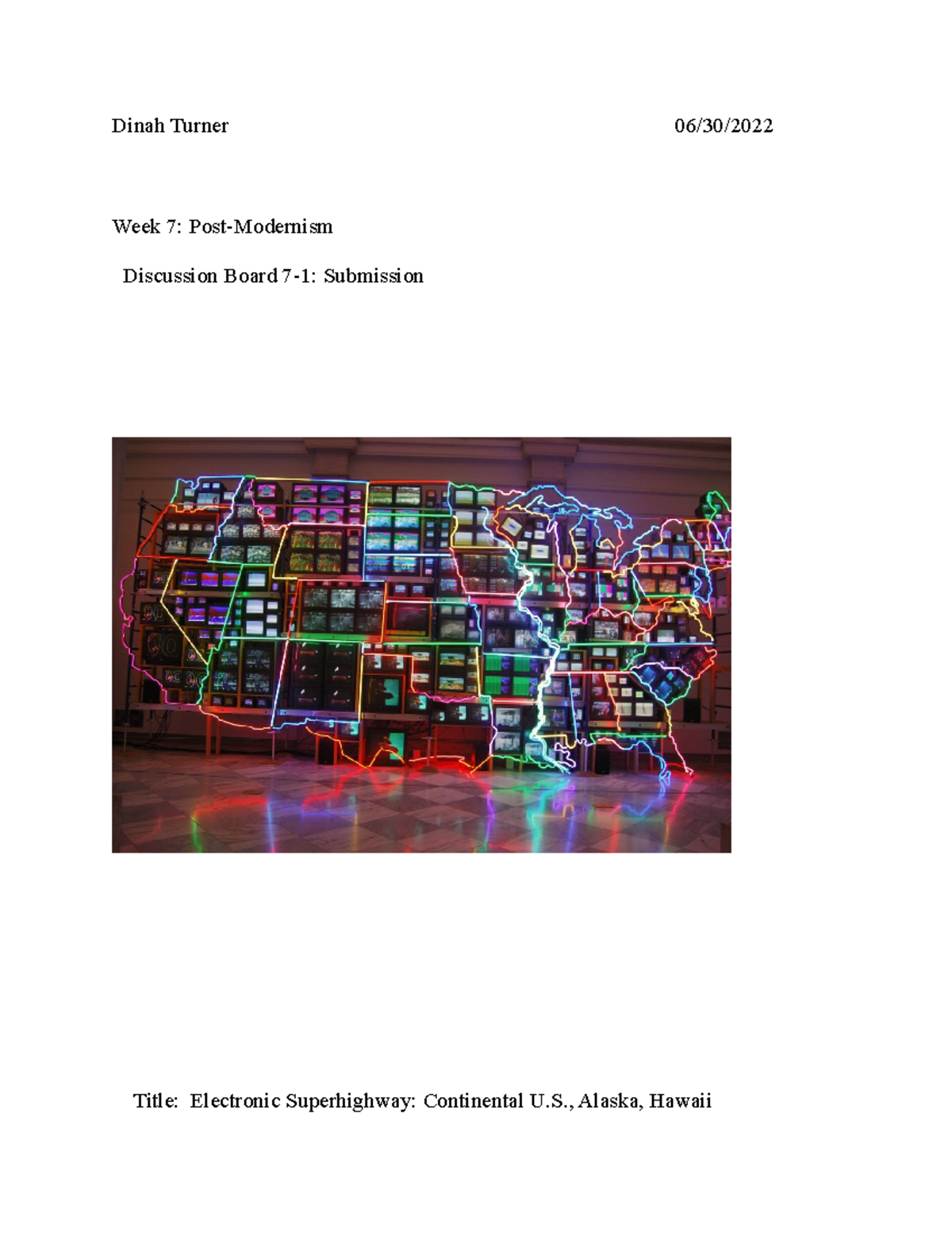 Discussion Board 7-1 Submission Revised - Dinah Turner 06/30/ Week 7 ...