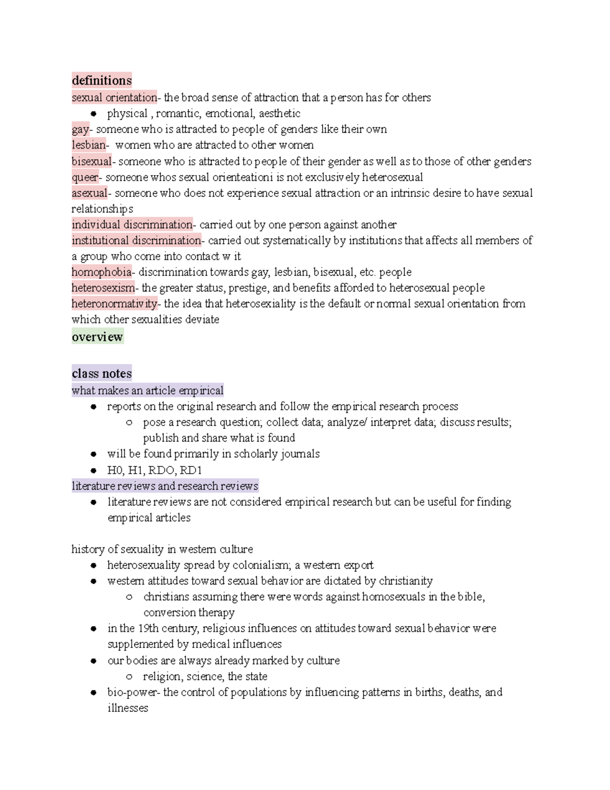 Sociology Week 5 Reading And Notes Definitions Sexual Orientation