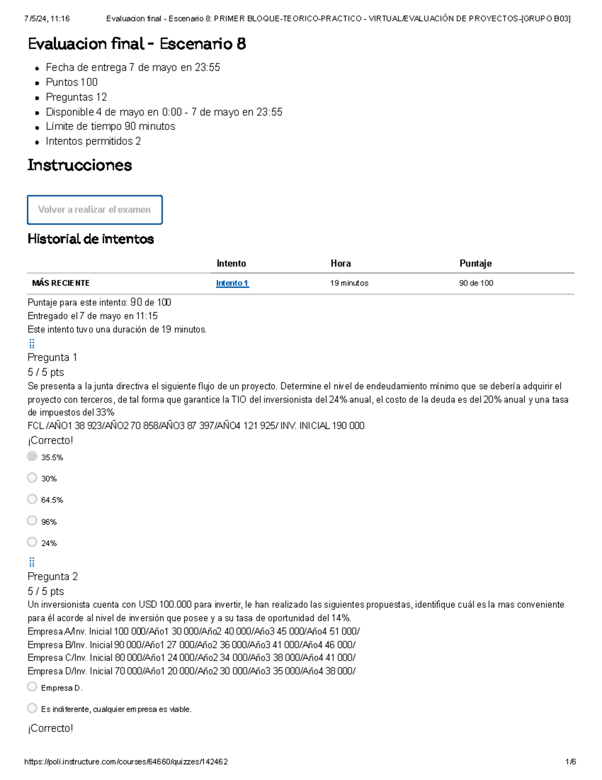 EVA Final 1ER Intento - Evaluacion final - Escenario 8 Fecha de entrega 7 de mayo en 23: Puntos ...