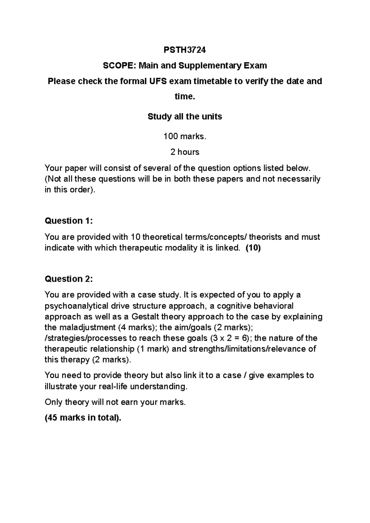 Scope Exams - PSTH SCOPE: Main and Supplementary Exam Please check the ...