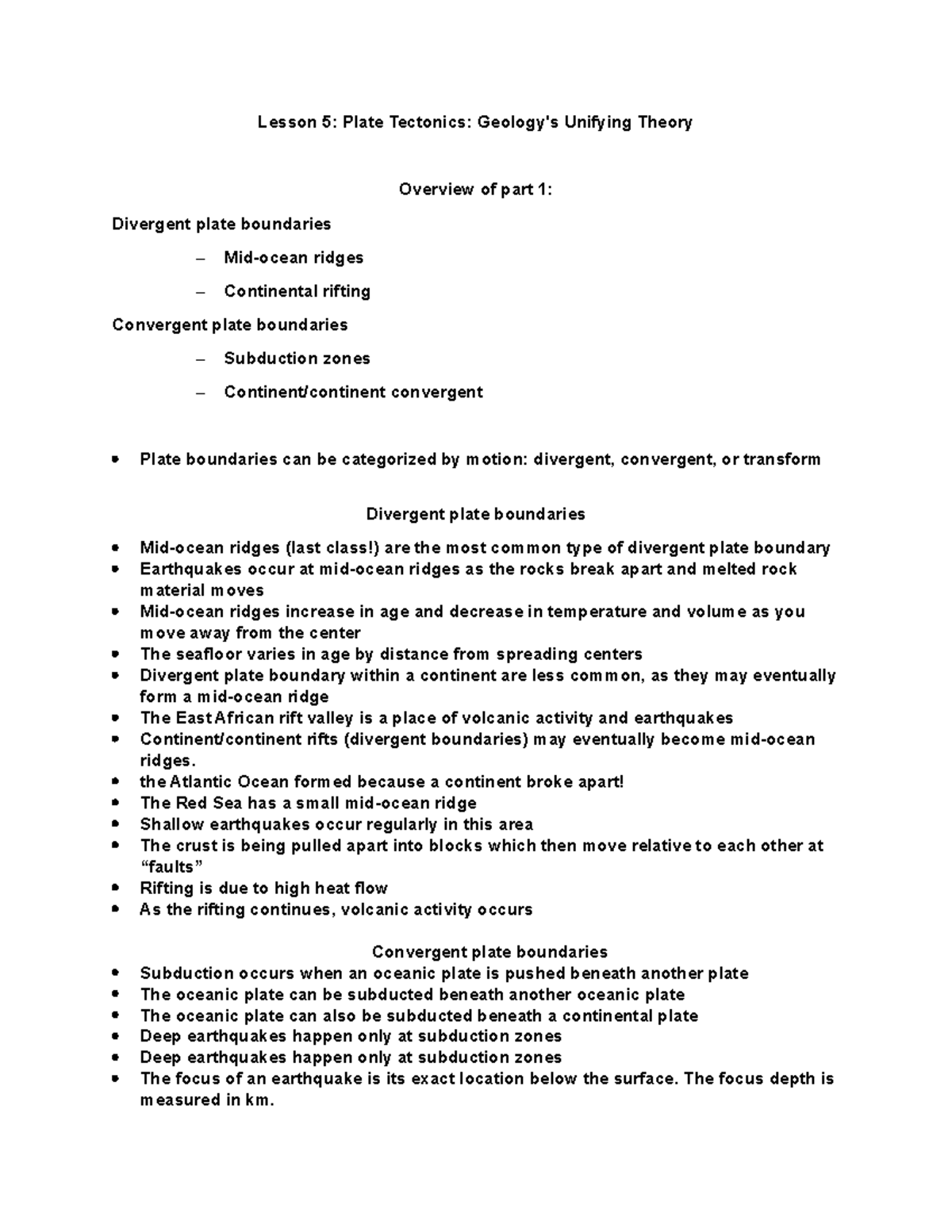 Lesson 5 Plate Tectonics Geology's Unifying Theory Part 1 - Lesson 5 ...