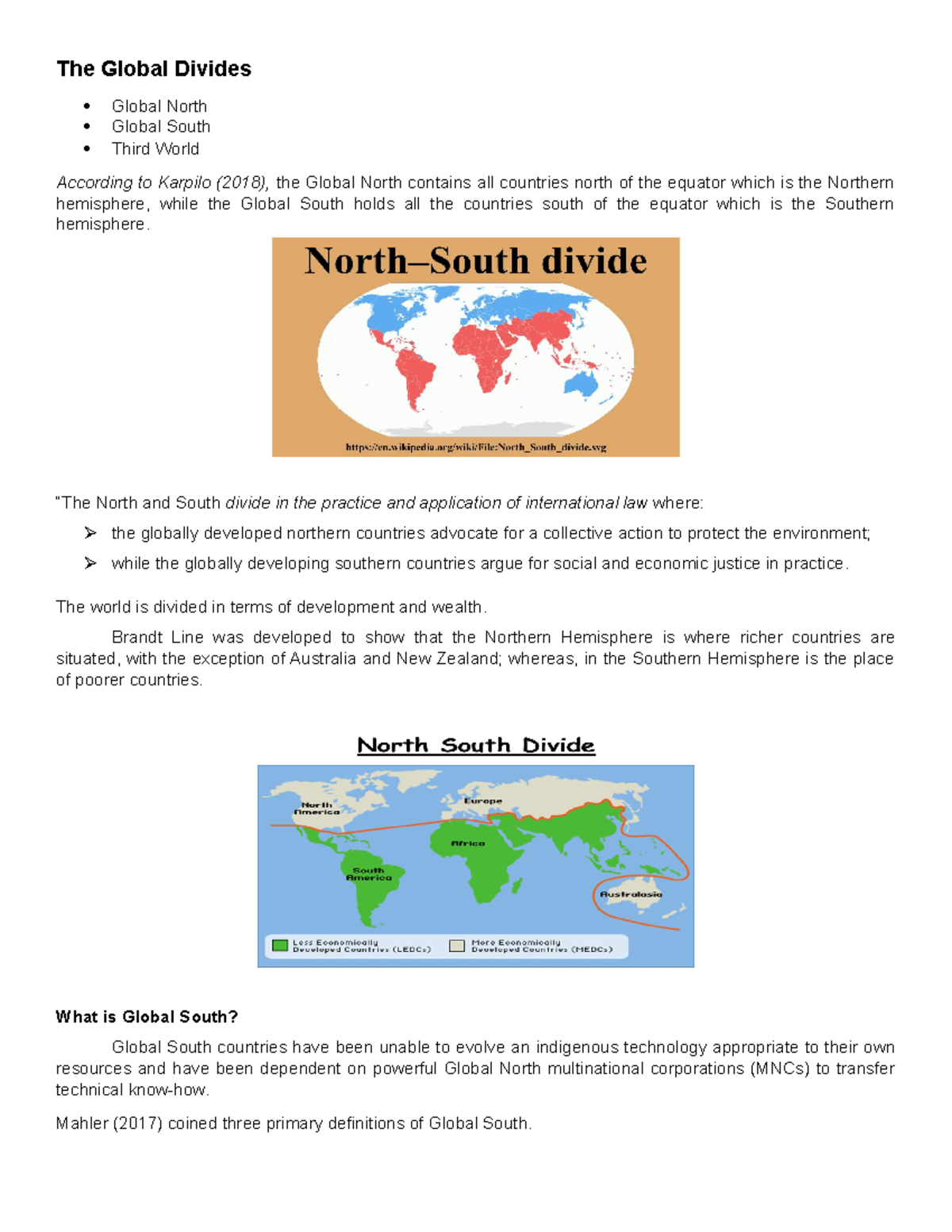 Finals reviewer ss113 - compilations of lessons - The Global Divides ...