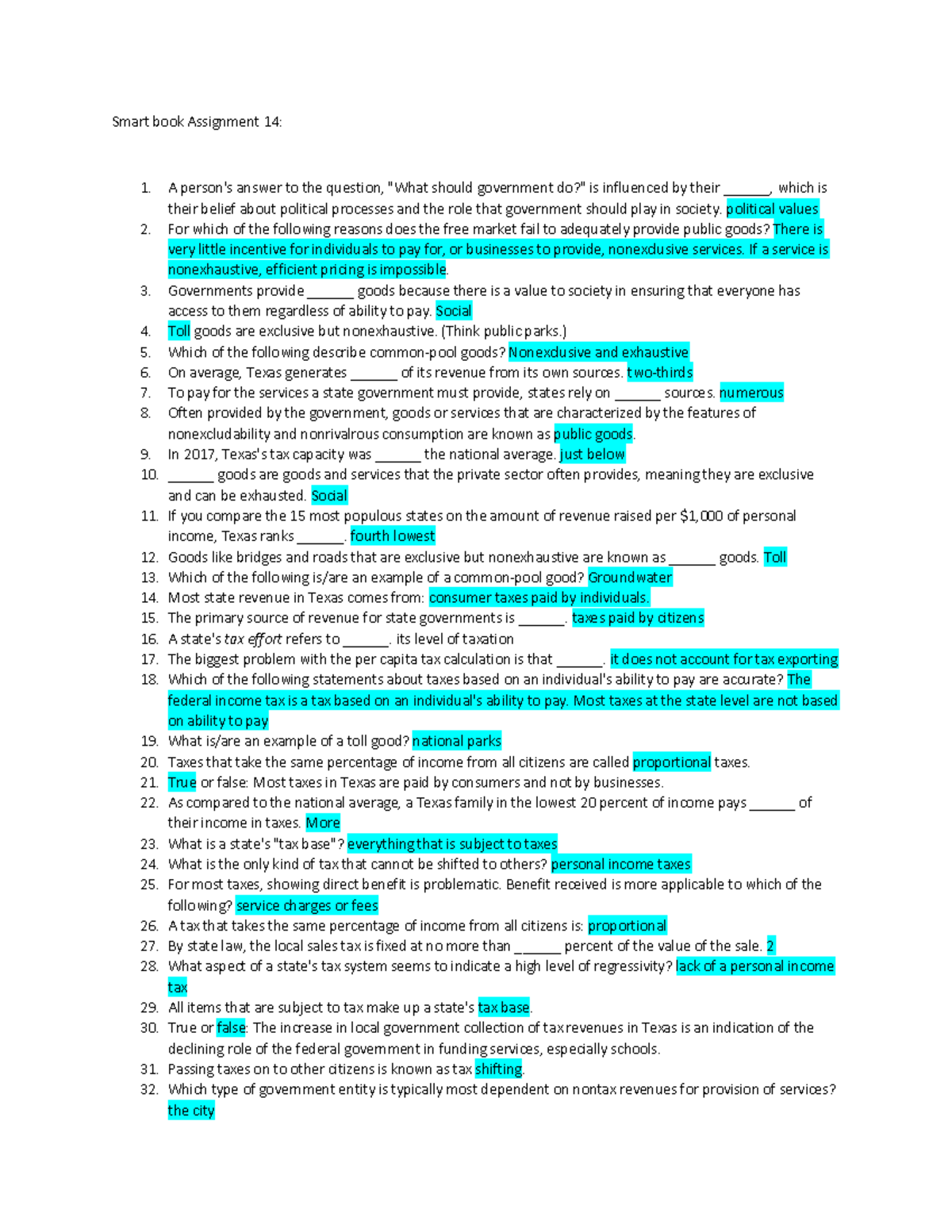 TX POL CHAP 14 - Smartbook assignment and homework - Smart book ...