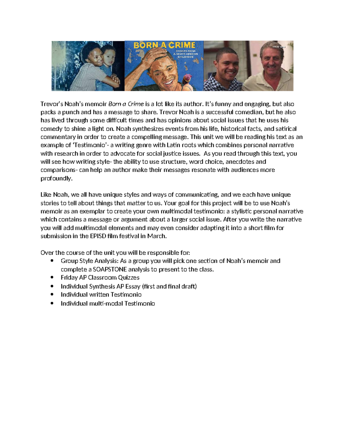 Born+a+Crime+Entry+Doc - Trevor’s Noah’s memoir Born a Crime is a lot ...