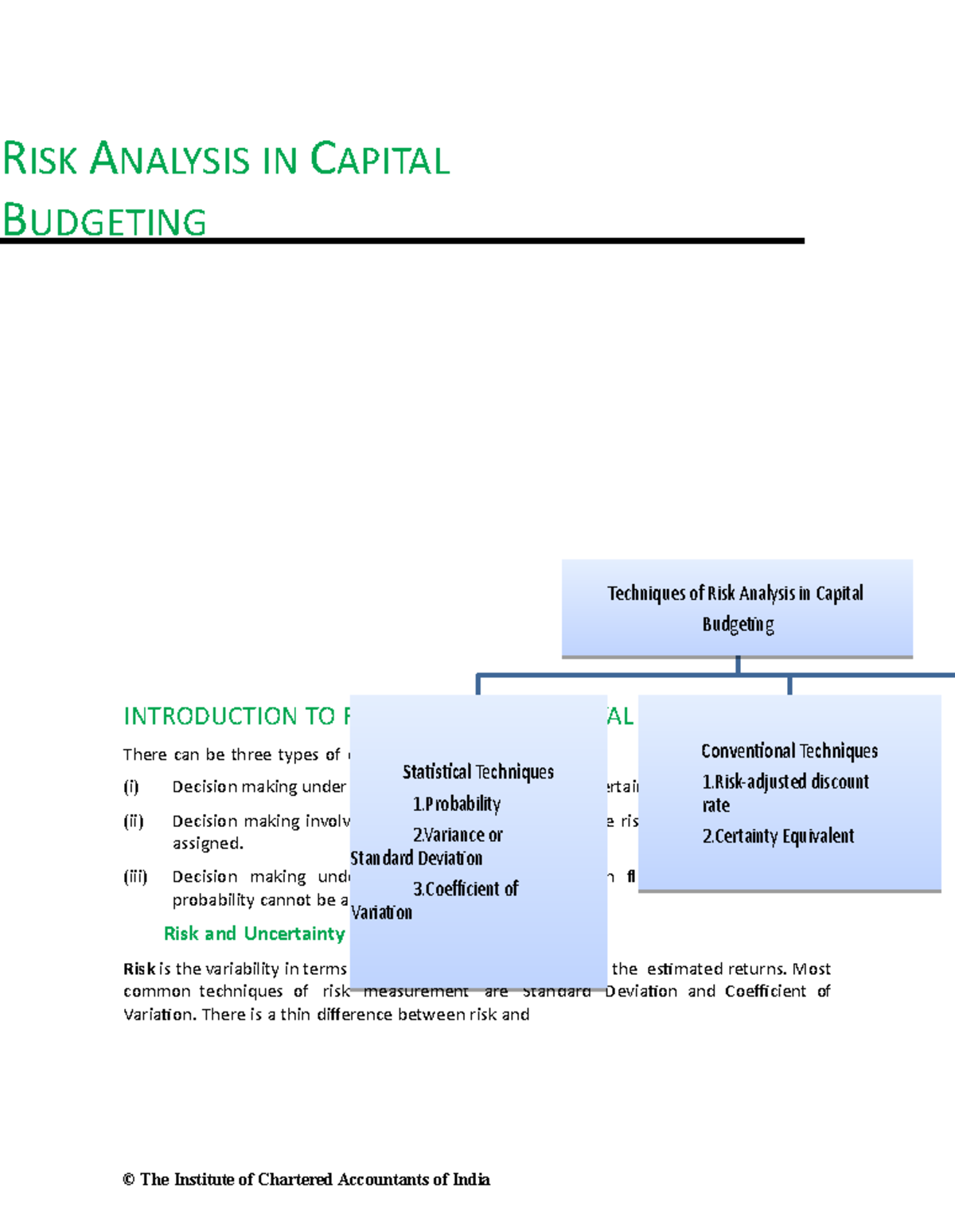 Risk analysis in capital budgeting - © The Institute of Chartered ...