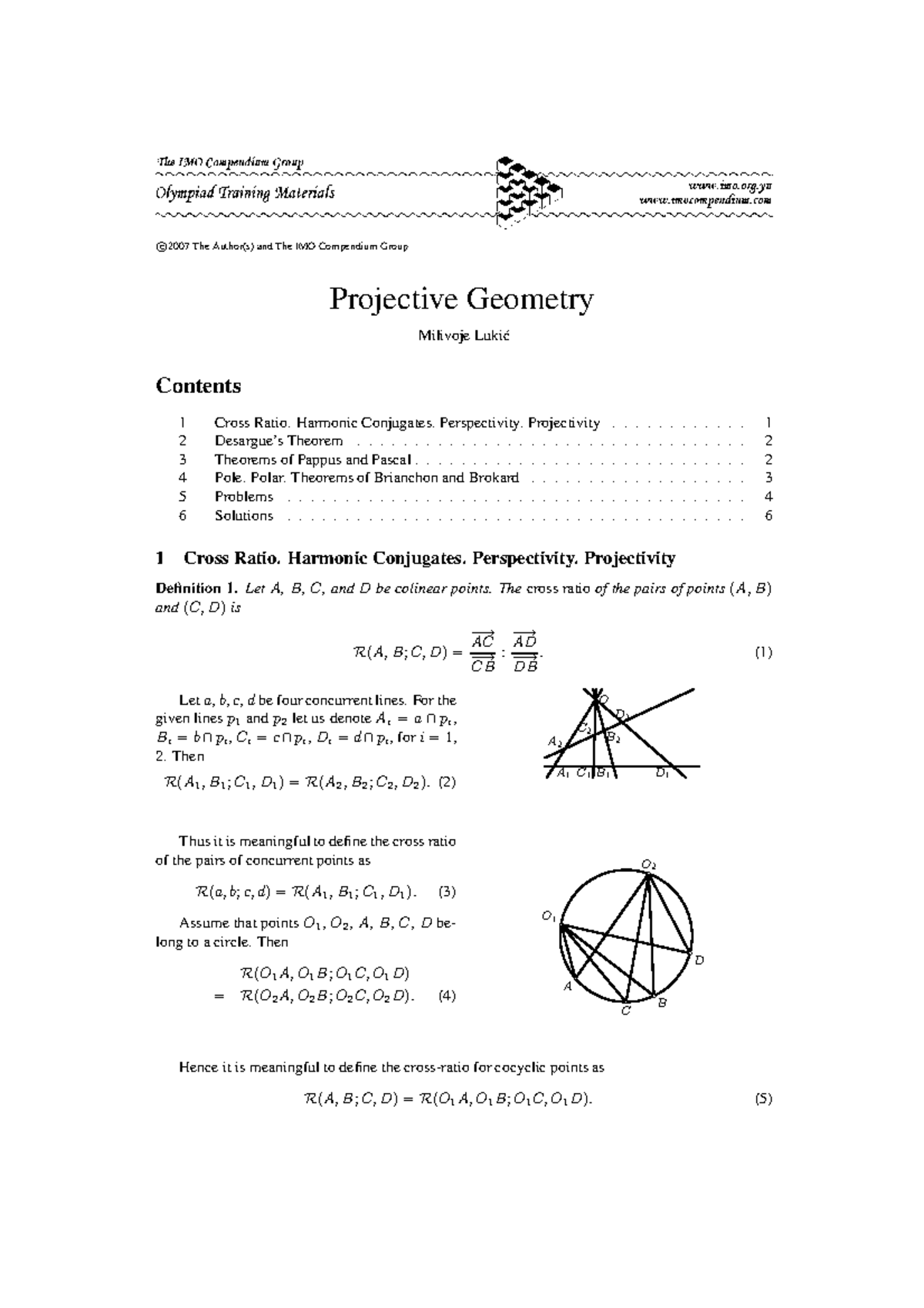 Competitive Programming - ©c2007 The Author(s) and The IMO Compendium Group Projective Geometry ...