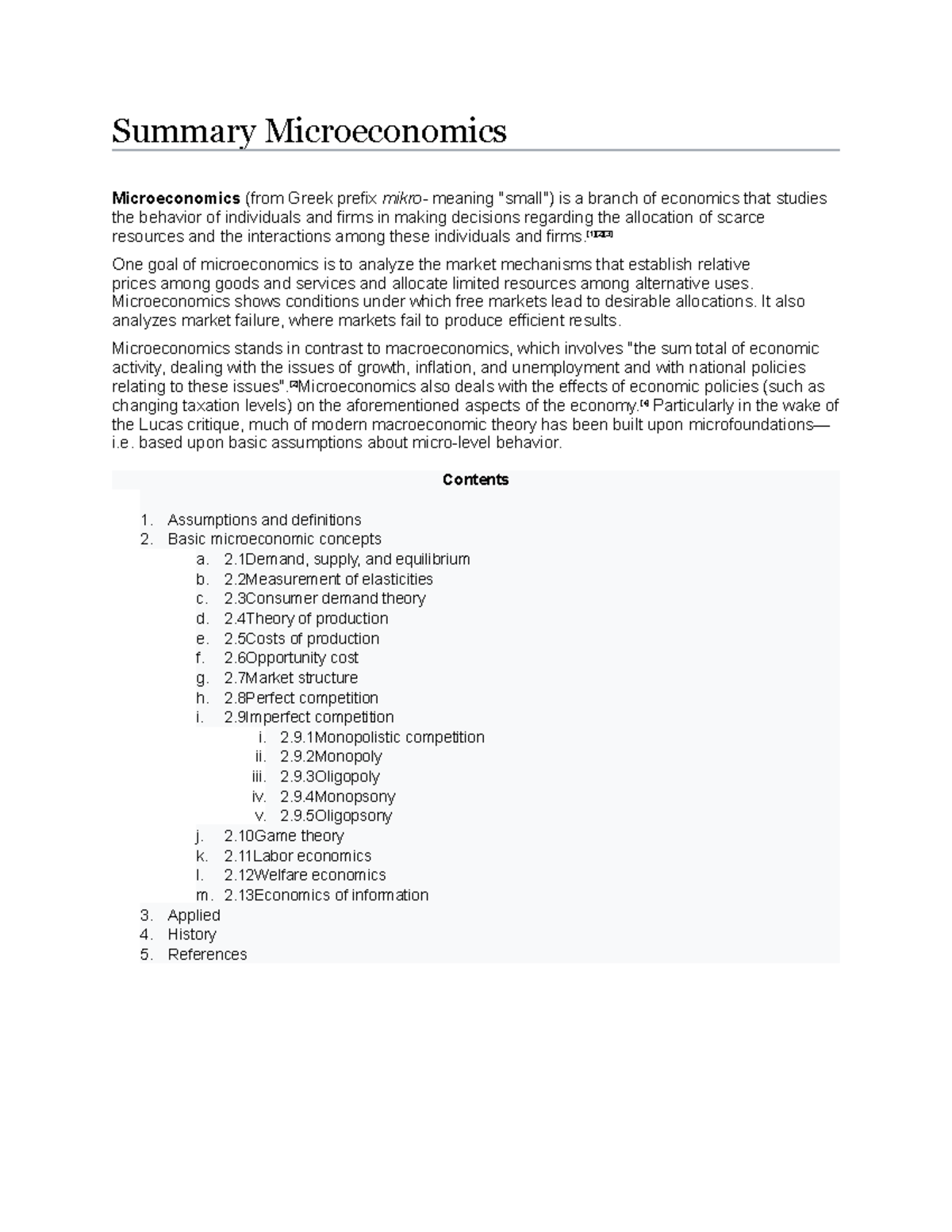 Microeconomics wiki - Summary Economics test - Summary Microeconomics ...