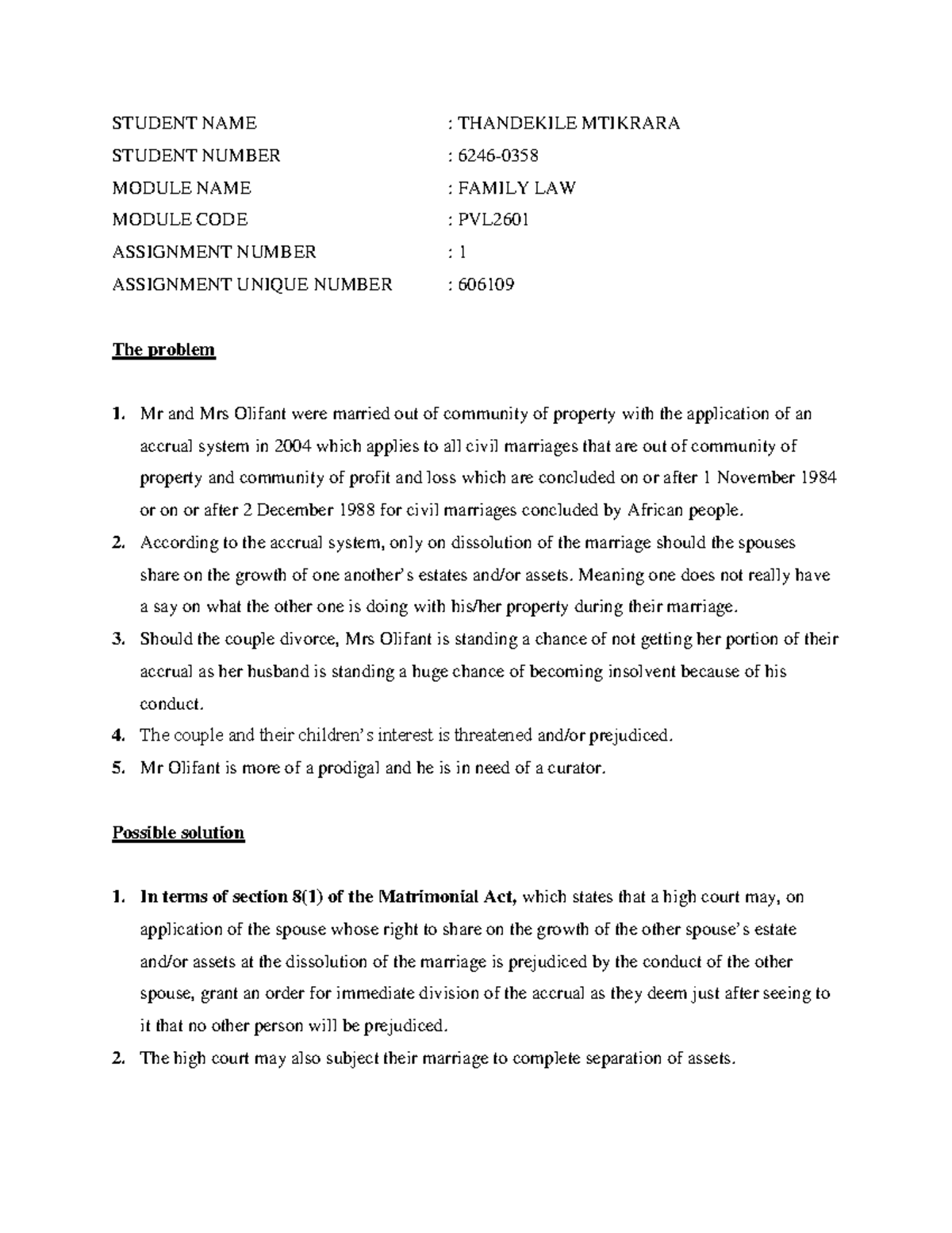 PVL ASS1 - assignment - STUDENT NAME : THANDEKILE MTIKRARA STUDENT NUMBER : 6246- MODULE NAME ...