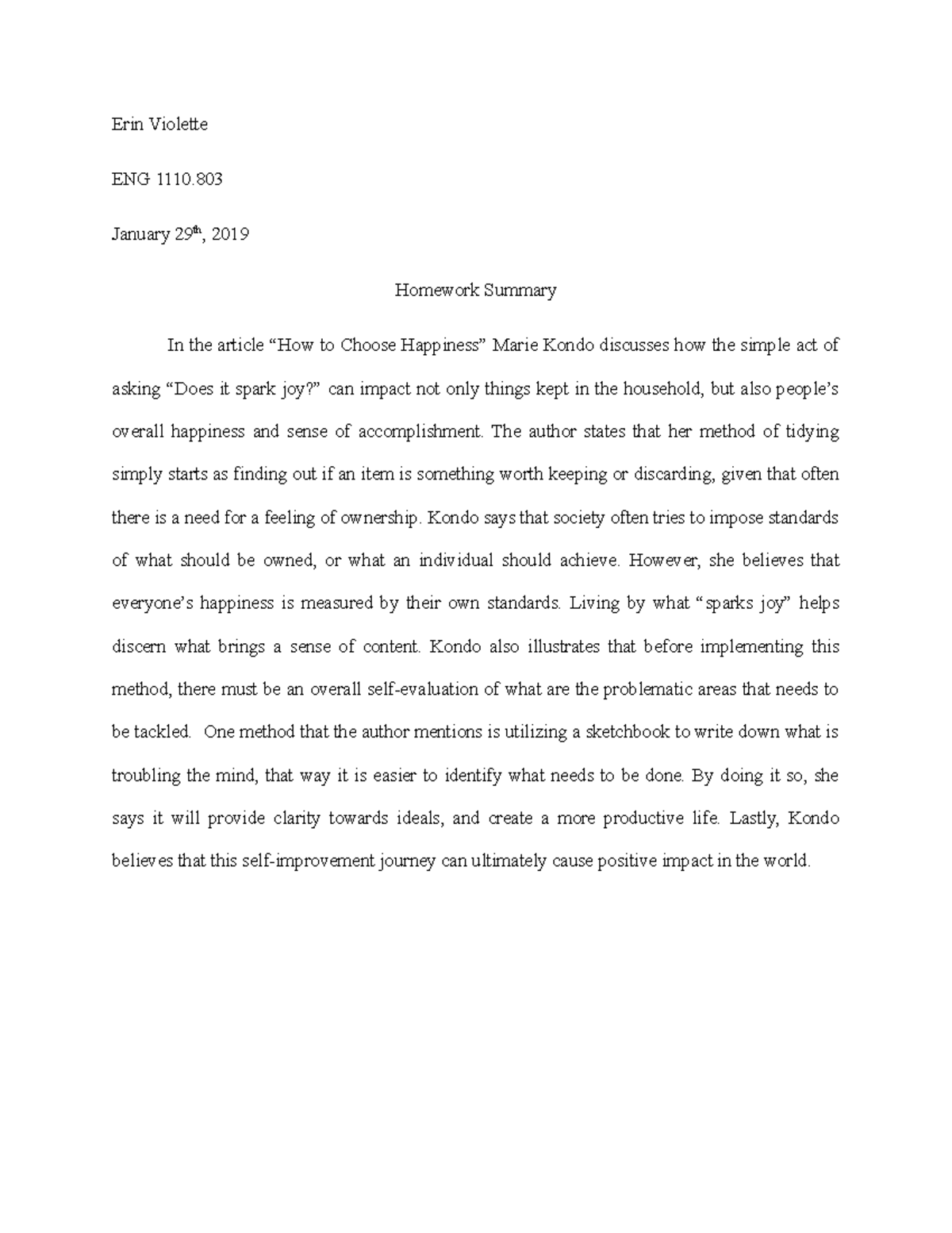 Homework 2- Summary - Erin Violette ENG 1110 January 29th, 2019 ...