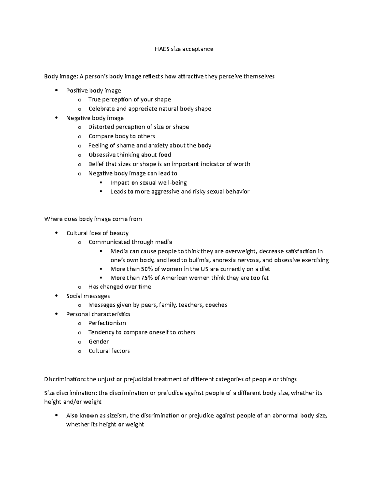 HAES size acceptance - Health at Every Size (HAES) video notes. These ...