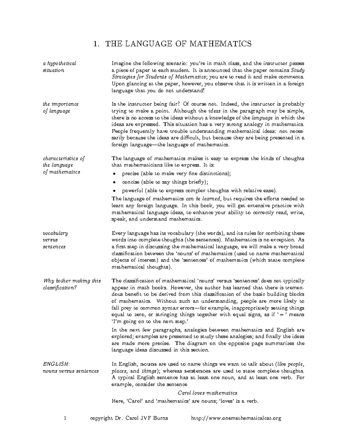 Mathematics in Modern World. LANGuage of mathematics - 1. THE LANGUAGE ...