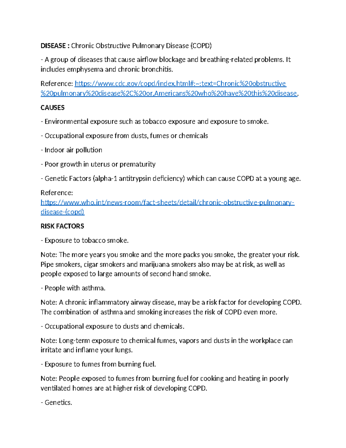 Anaphy LAB CASE - DISEASE : Chronic Obstructive Pulmonary Disease (COPD ...