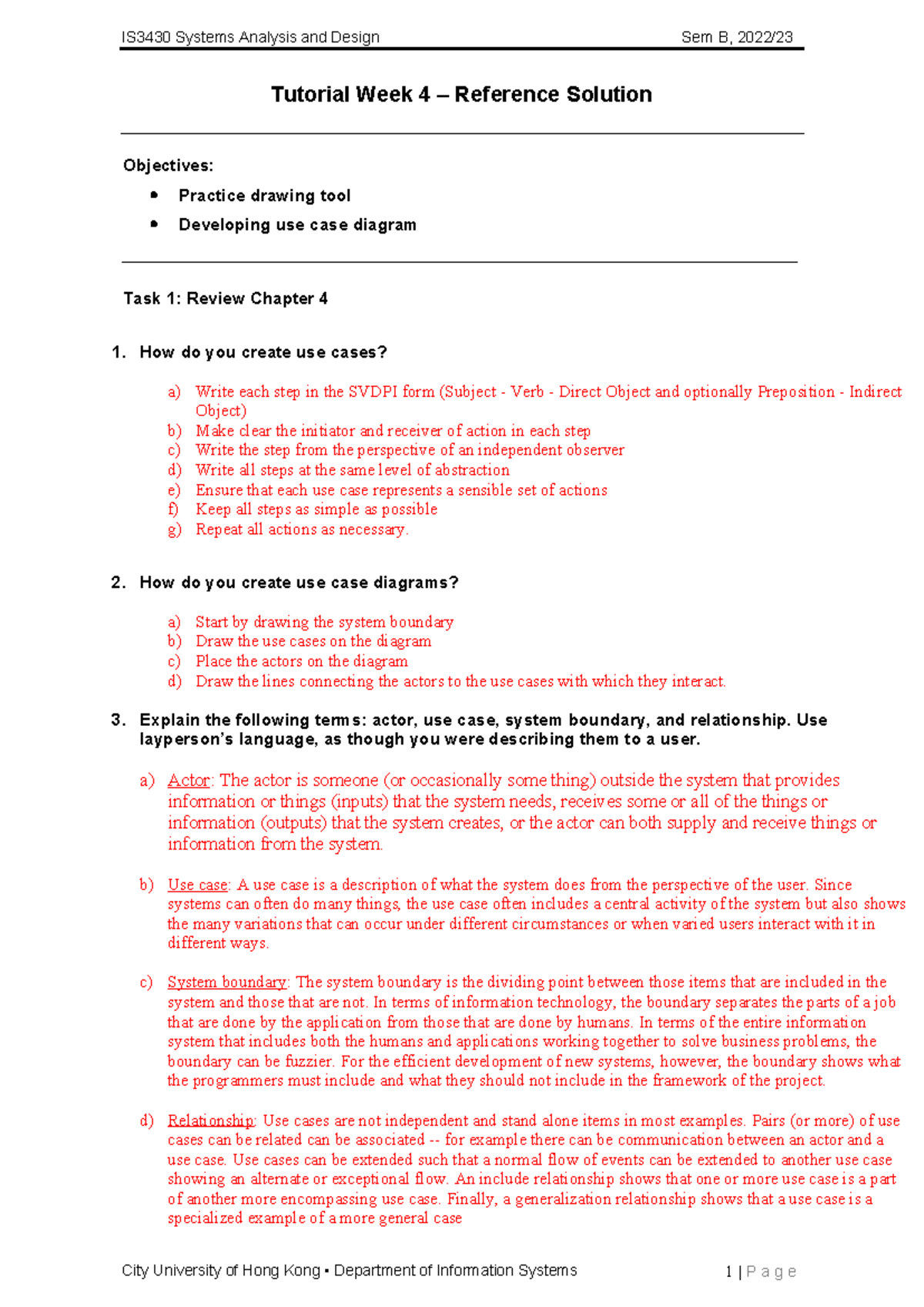 IS3430 Week 4 Reference Solution 2023v2 - Tutorial Week 4 – Reference Solution Objectives: - Studocu