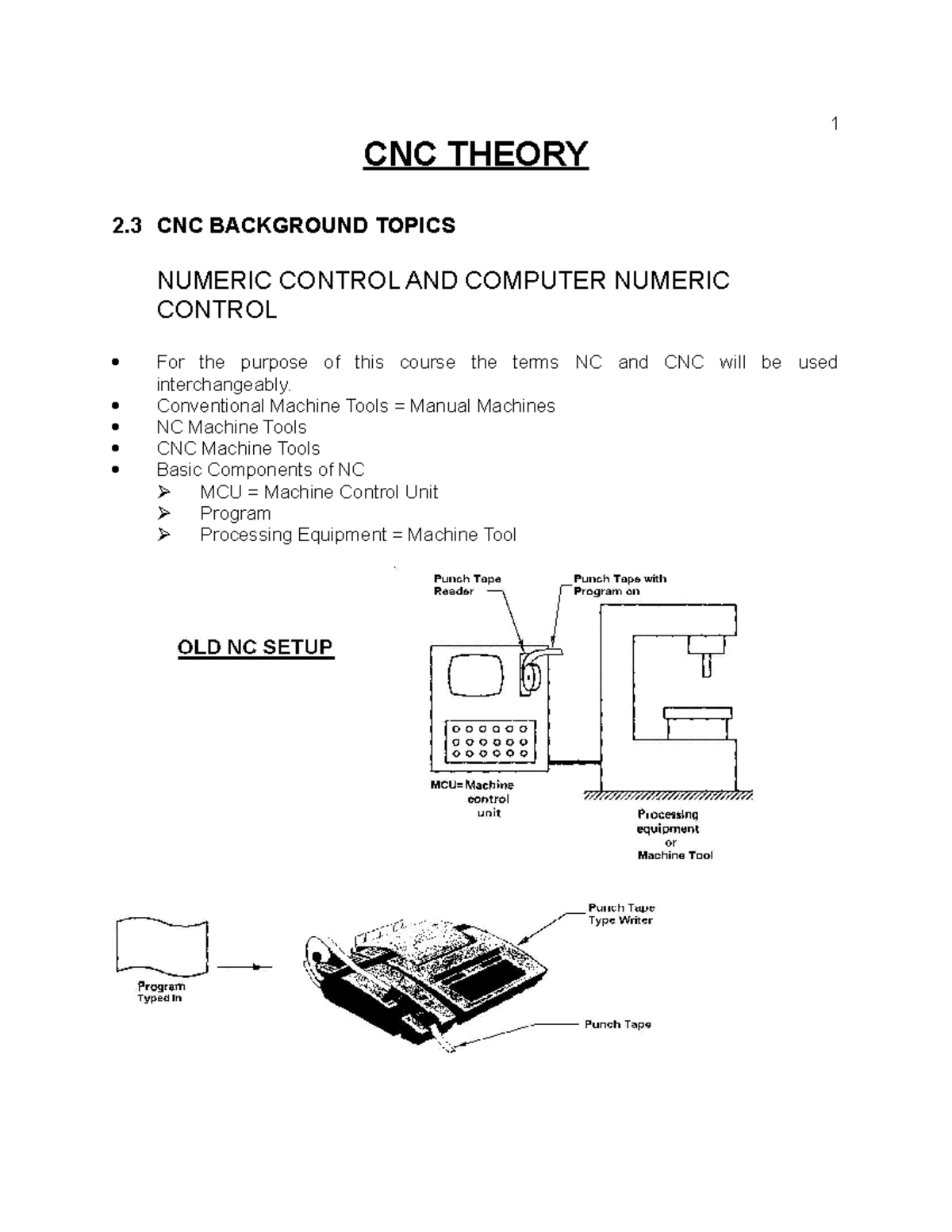 CH1 0 CNC Theory - CNC MACHINING - CNC THEORY 2 CNC BACKGROUND TOPICS NUMERIC CONTROL AND ...