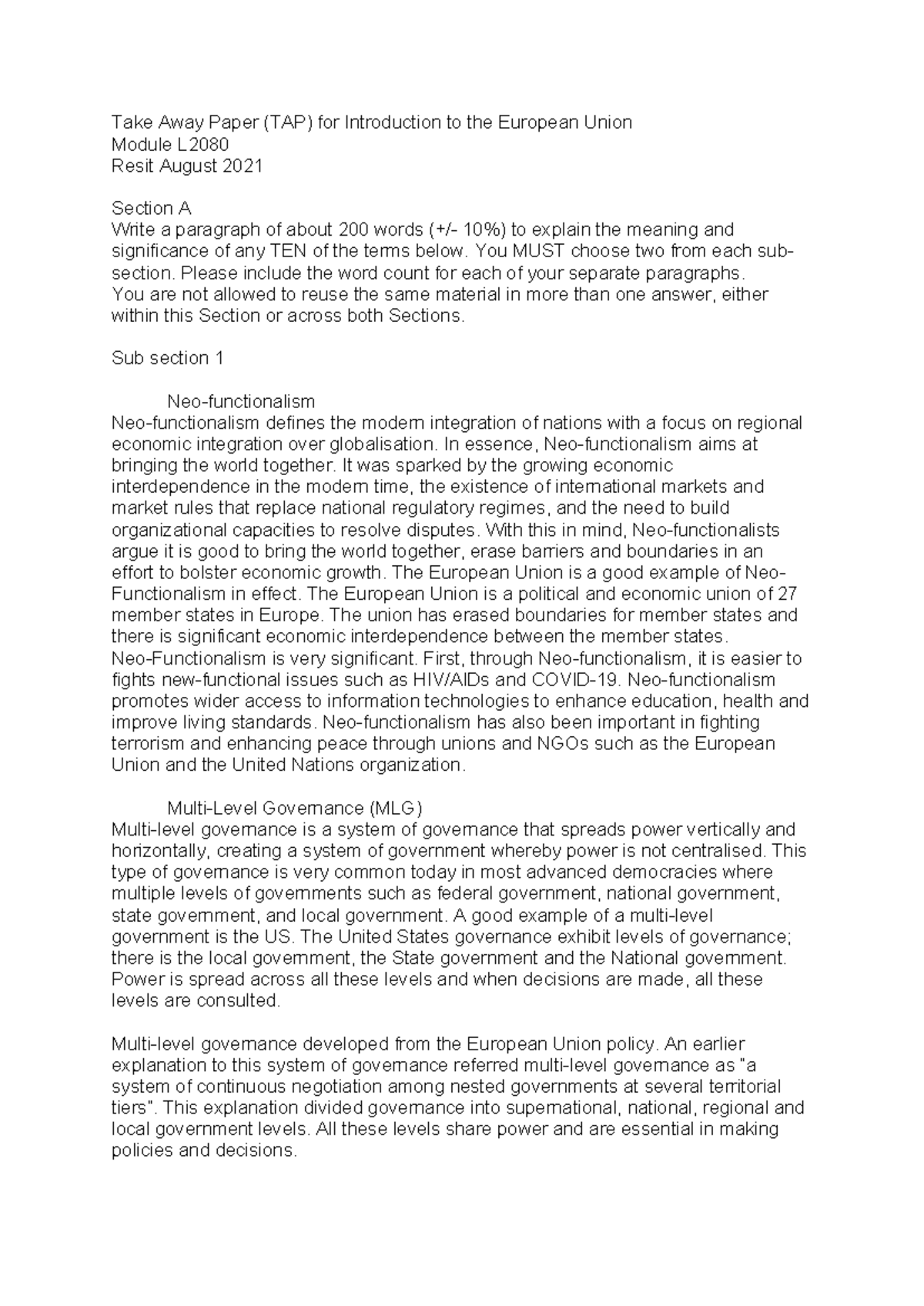 Resit word final x - m - Take Away Paper (TAP) for Introduction to the ...