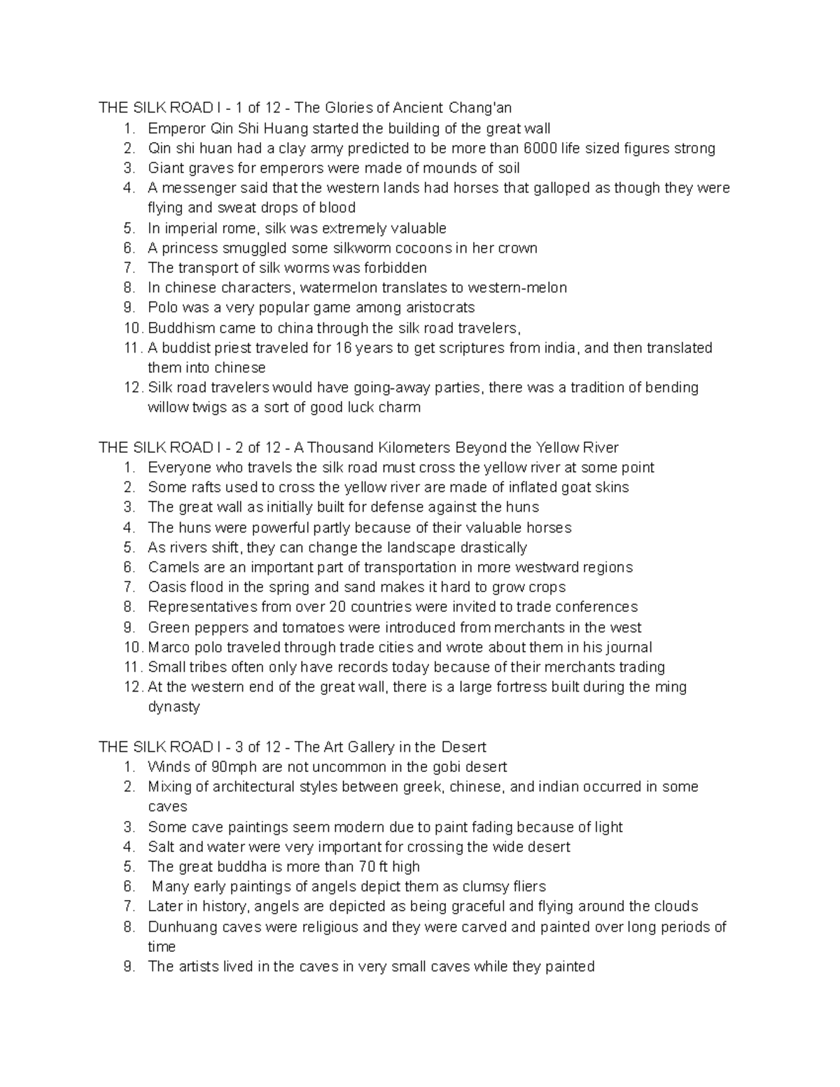 Untitled document - notes - THE SILK ROAD I - 1 of 12 - The Glories of ...
