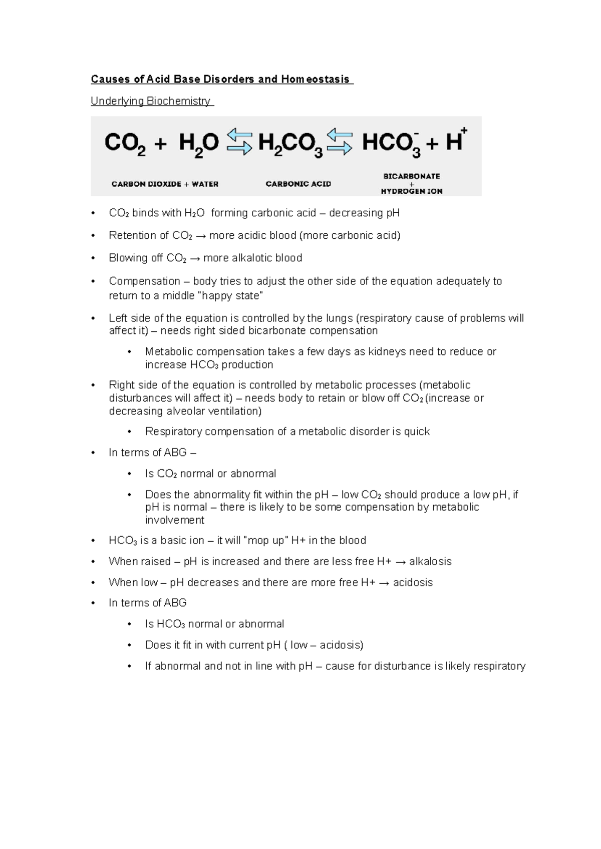 Acid Base Homeostasis and causes of disorders - Causes of Acid Base ...