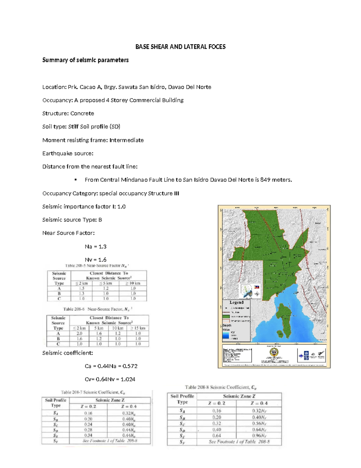 Base shear (seismic parameters) - BASE SHEAR AND LATERAL FOCES Summary ...
