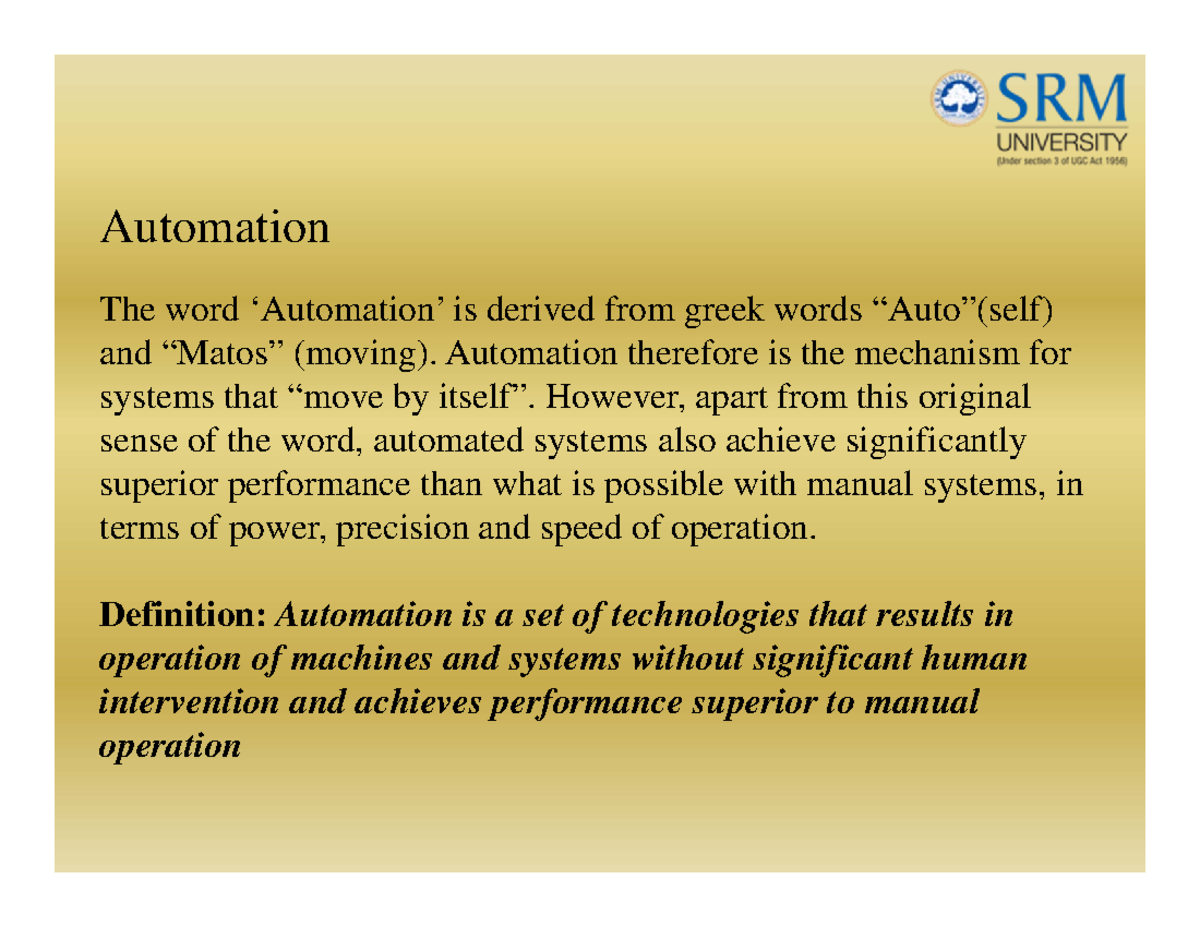11. Automation (Presentation) Author SRM Institute of Science and ...