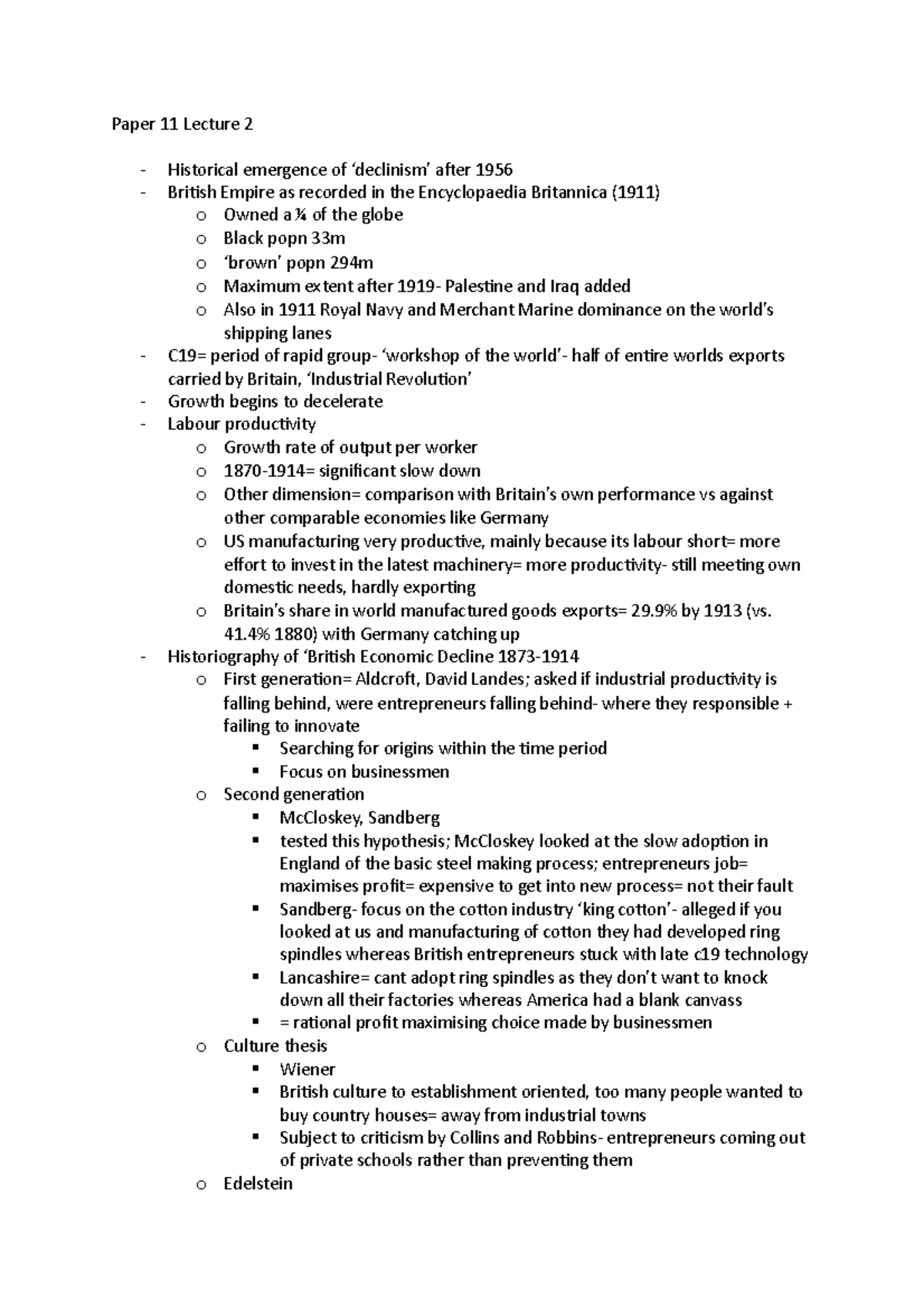 paper 11 lecture notes 2 - Paper 11 Lecture 2 Historical emergence of ...