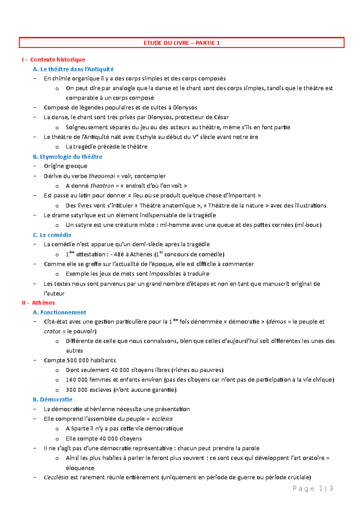 Etude DU Livre 1 - ETUDE DU LIVRE – PARTIE 1 I - Contexte historique A ...