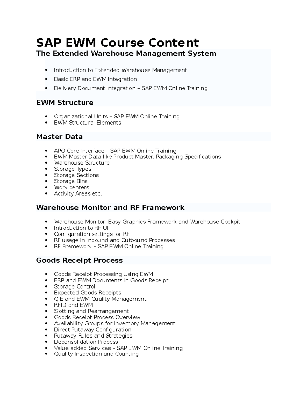 SAP EWM Course Content - SAP MM - SAP EWM Course Content The Extended ...