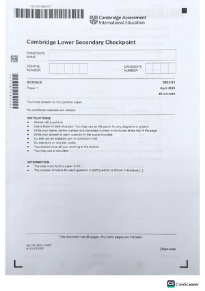 Primary-Checkpoint-Math April 2022 Paper 1 - This document has 16 pages ...