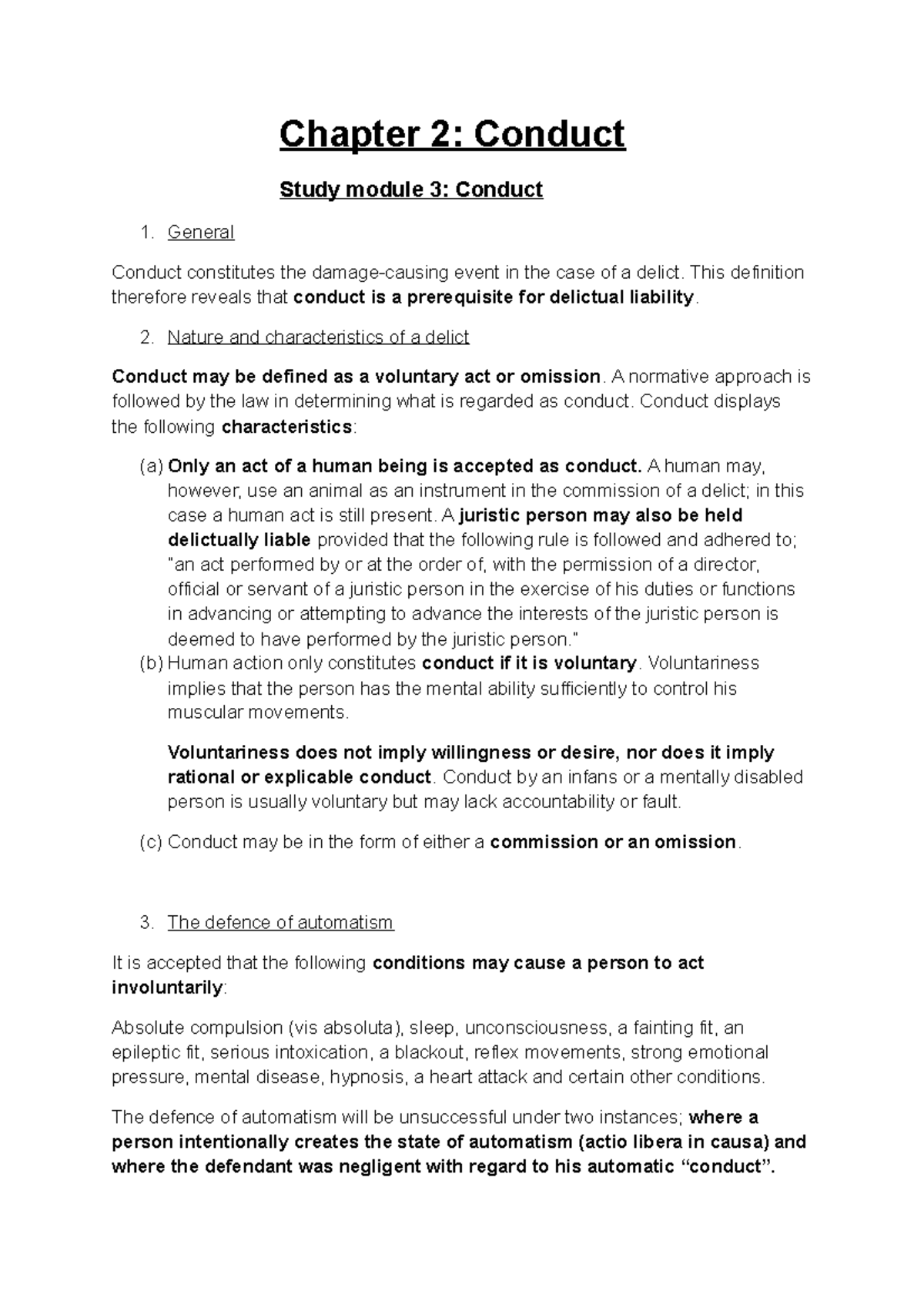 Module 3 - COMPANY LAW MEMO - Chapter 2: Conduct Study module 3 ...